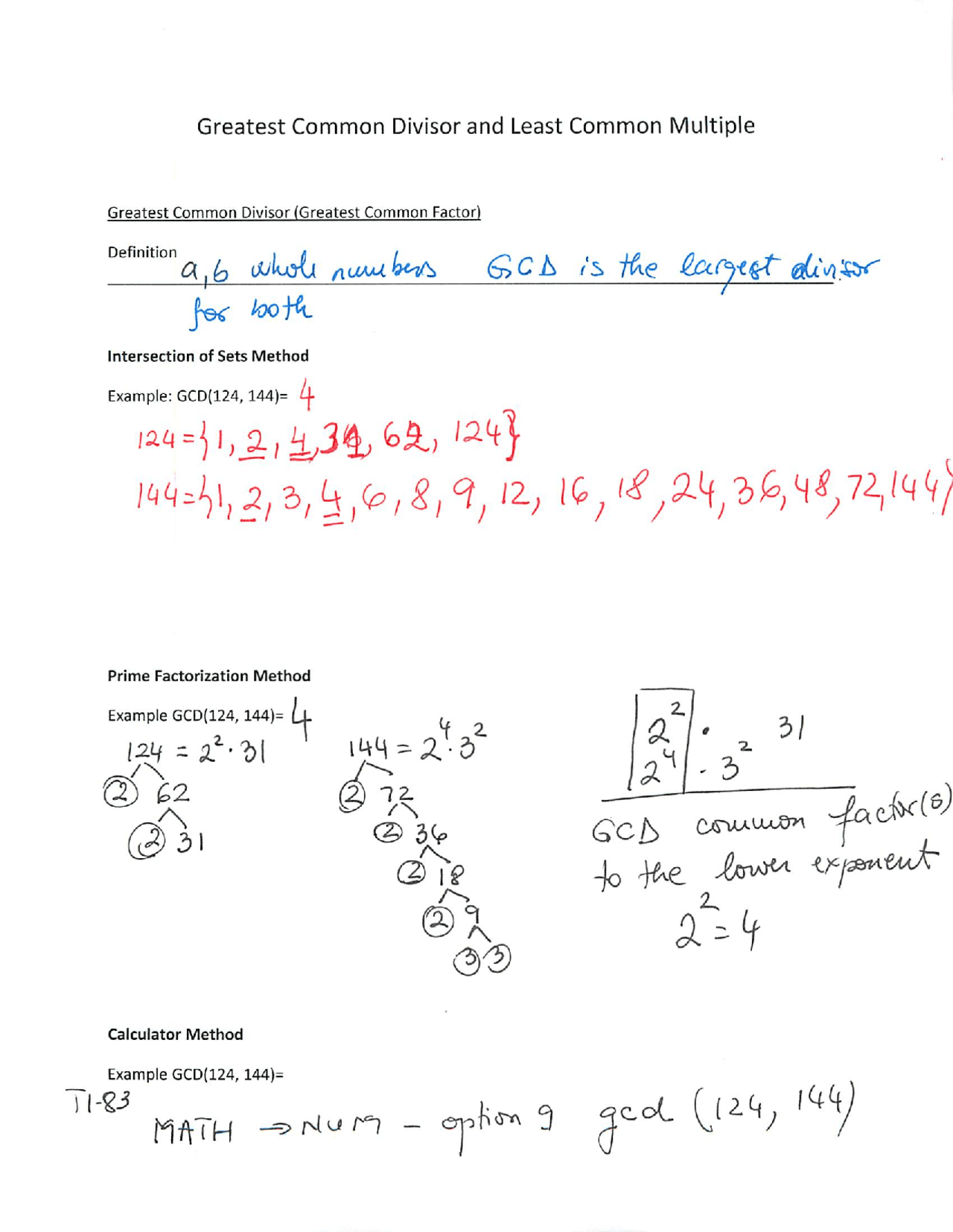 GCD LCM - Fundamental Of Mathematics - Lecture Notes - Docsity