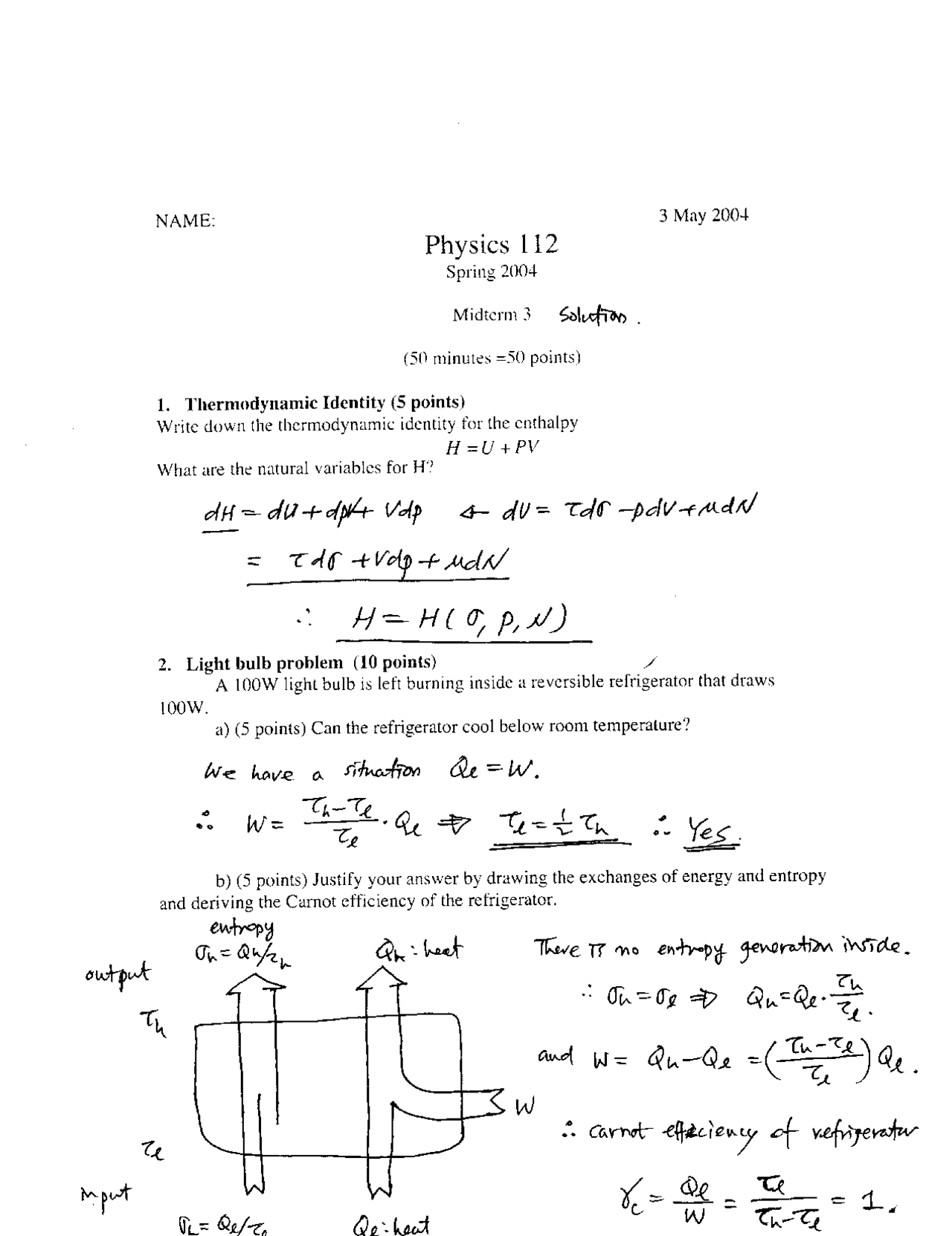 Light Bulb Problem Solid State Physics Solved Paper Docsity