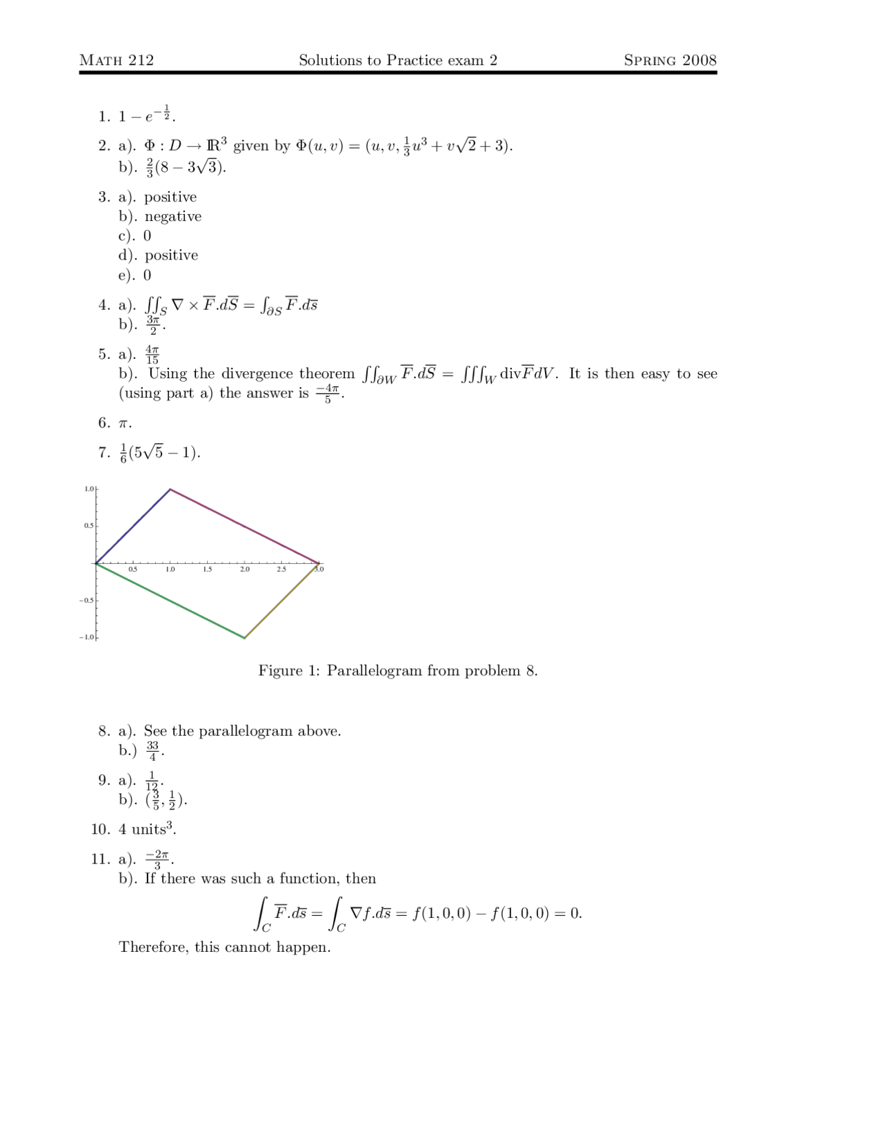 Divergence Theorem Multivariable Calculus Past Paper Docsity