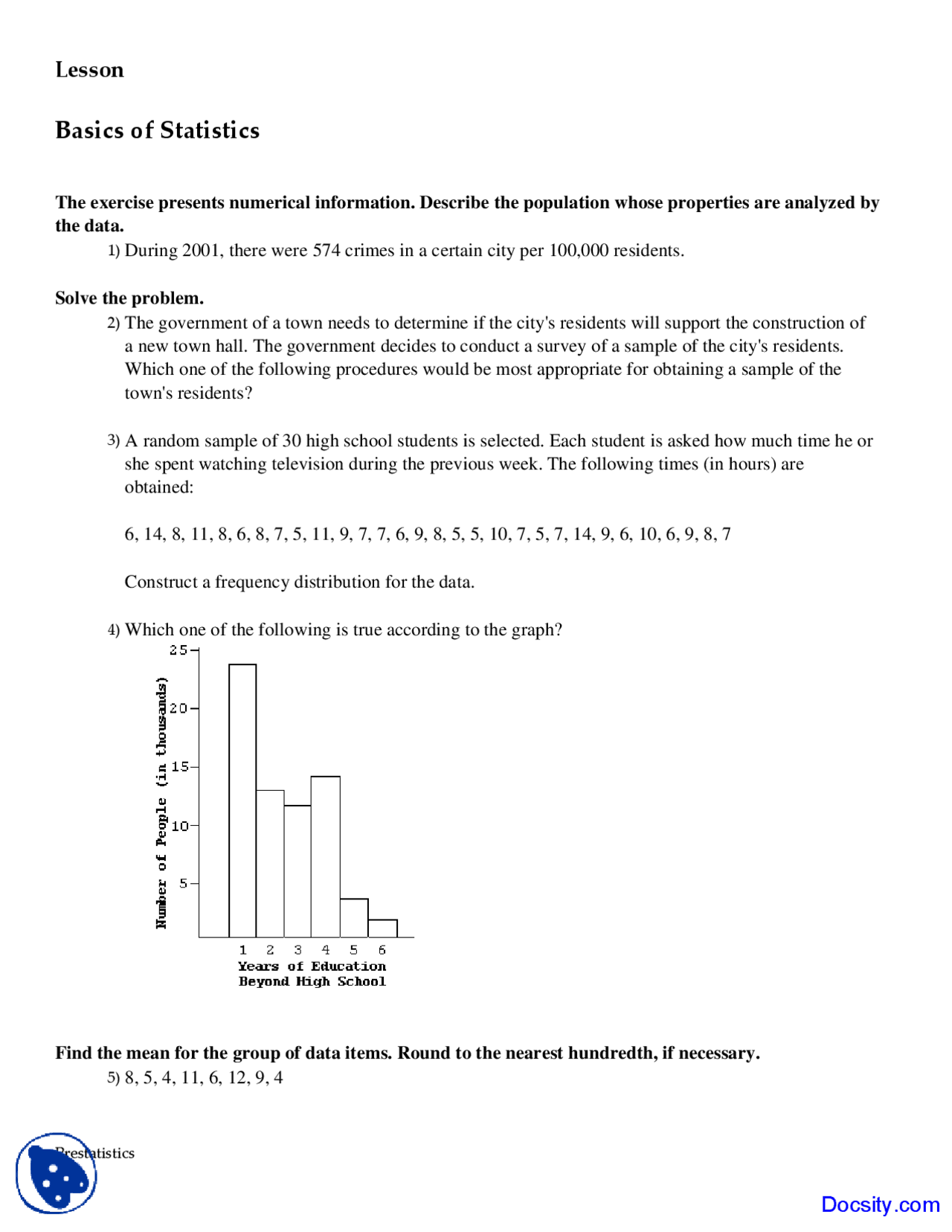 Basics of Statistics - Statistics - Exercise | Exercices Statistiques ...