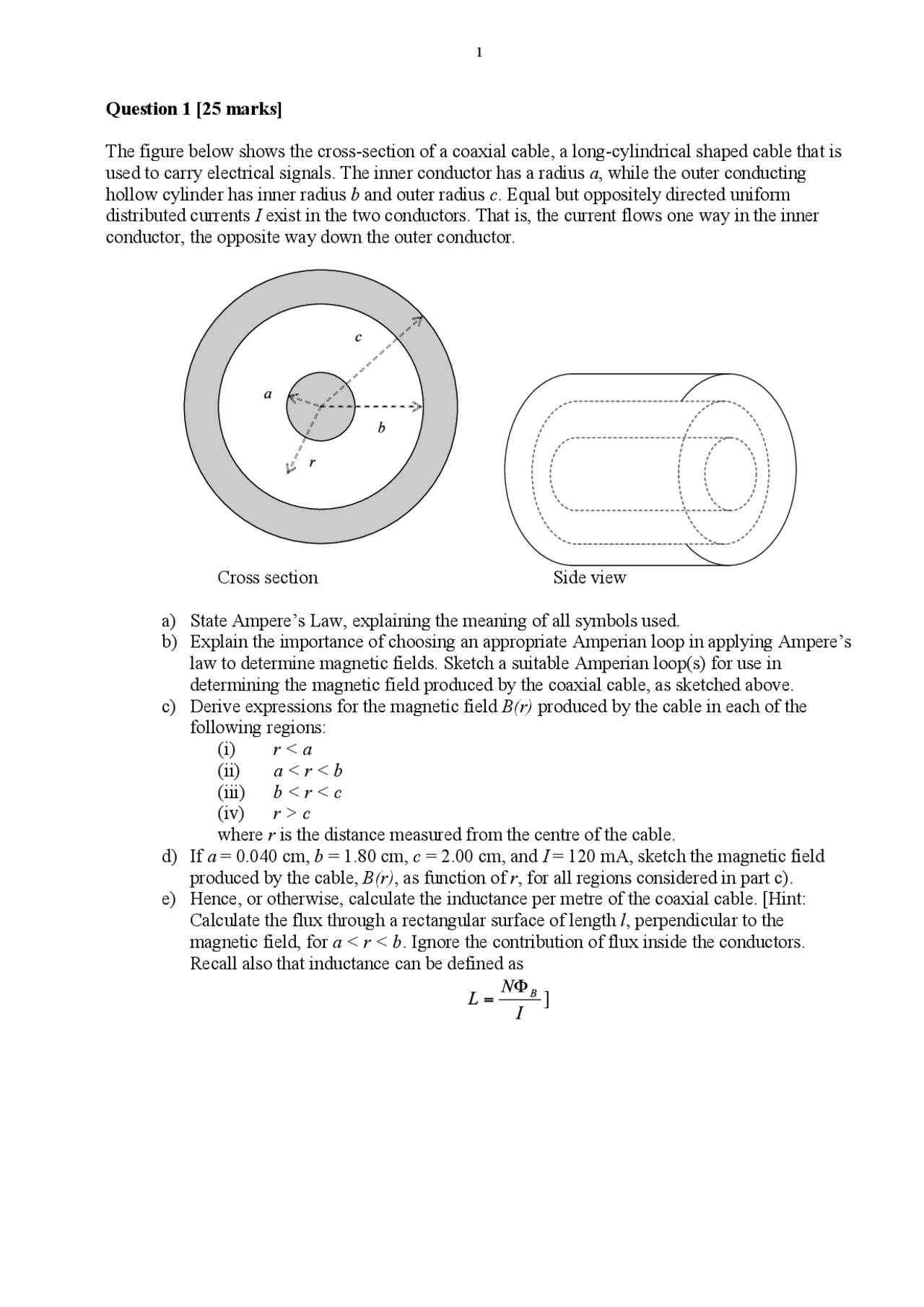 Importance of Amperian Loop - Higher Physics - Past Paper - Docsity