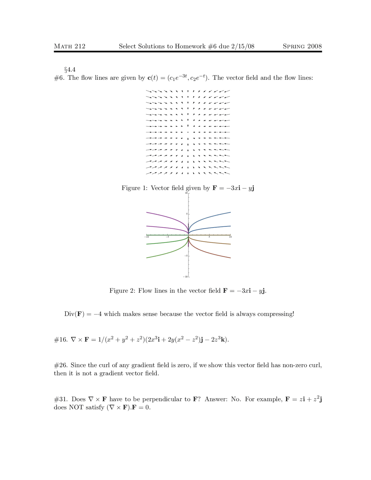 Flow Lines Multivariable Calculus Past Paper Docsity