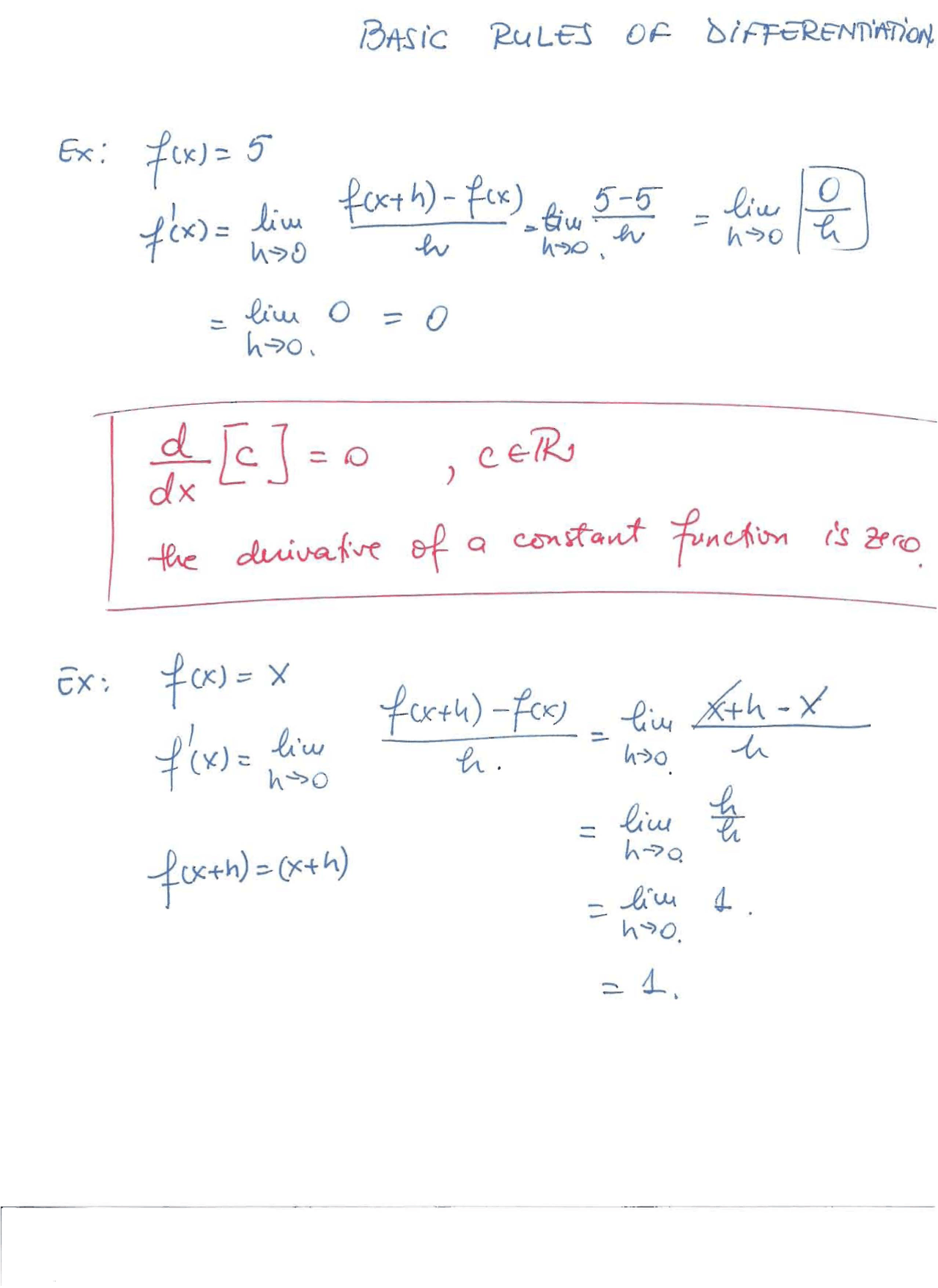 Basic Rules Of Differentiation Business Calculus Lecture Notes