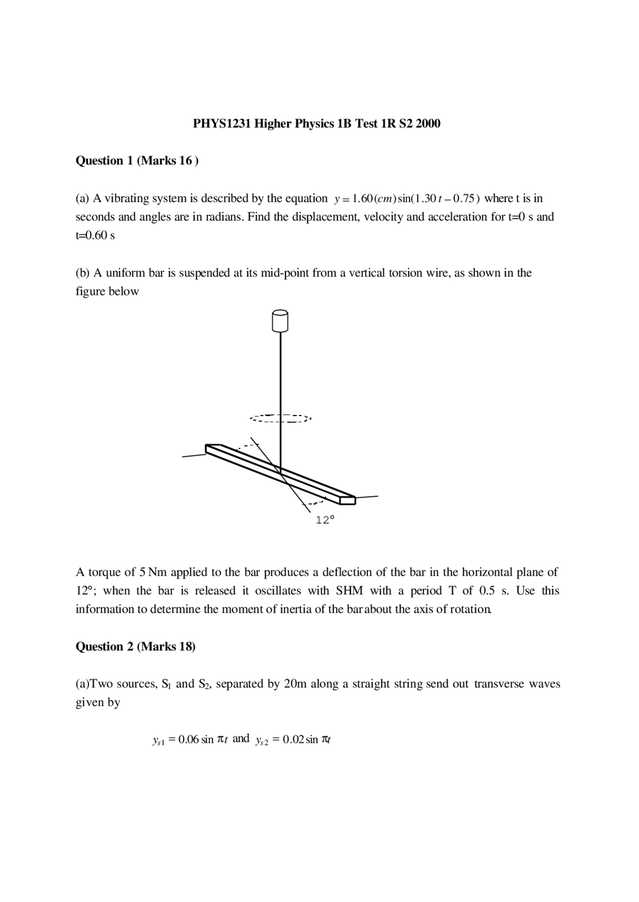 Displacement Velocity Higher Physics Past Paper Exercises
