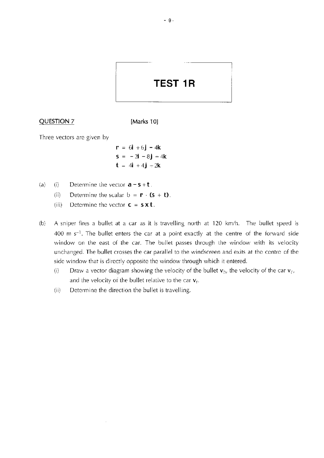 Determine Scalar - Higher Physics - Past Paper - Docsity