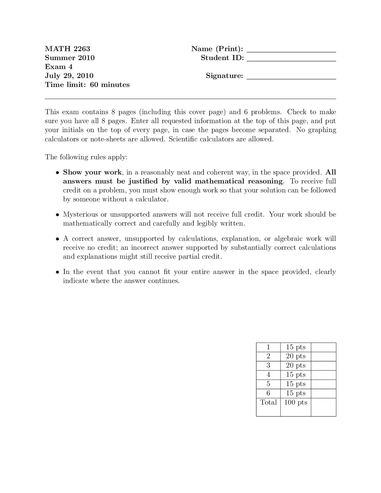 Work Done By Force Field Multivariable Calculus Past Paper Docsity