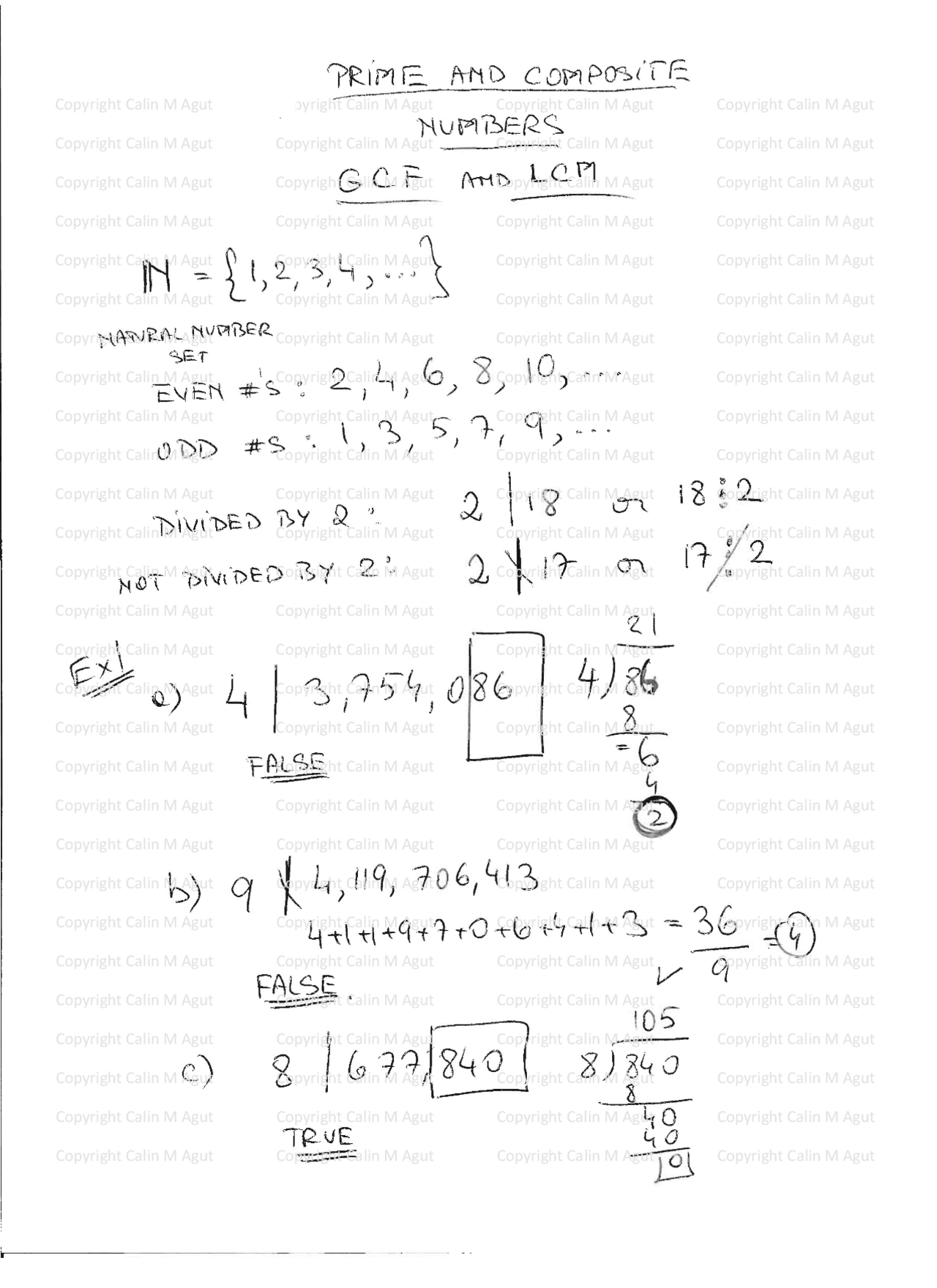 Prime and Composite Numbers - Statistics - Lecture Notes - Docsity