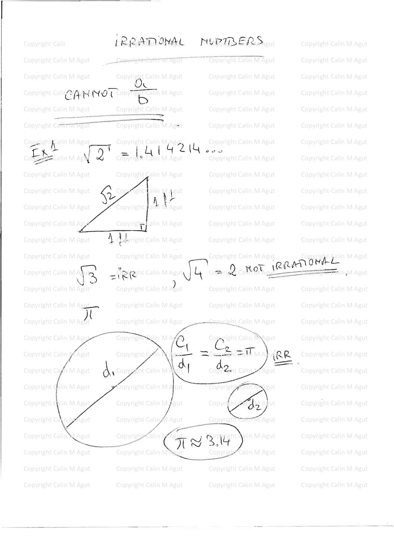 Irrational Numbers Statistics Lecture Notes Docsity