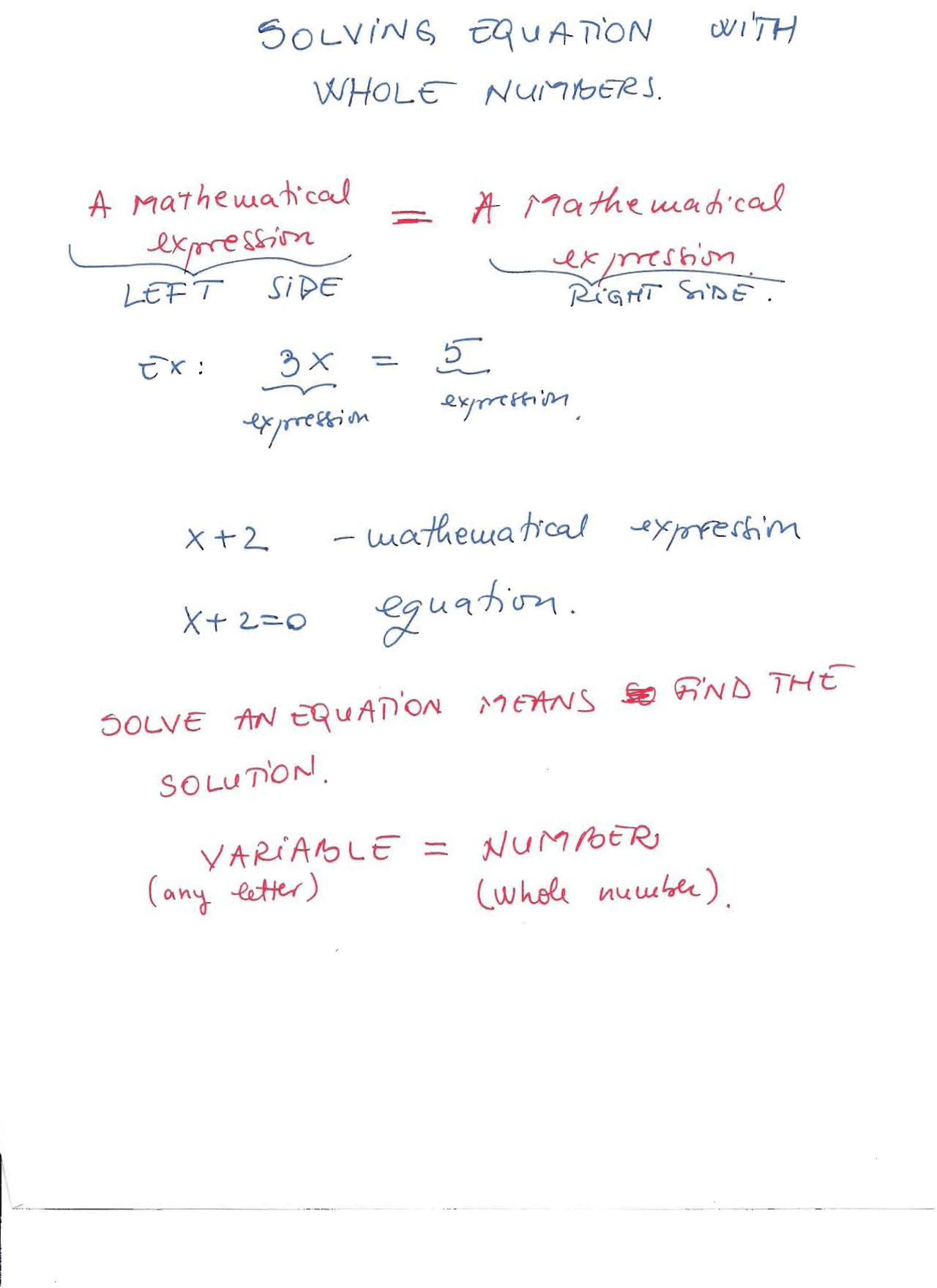 Solving Equations Pre Algebra Lecture Notes Docsity