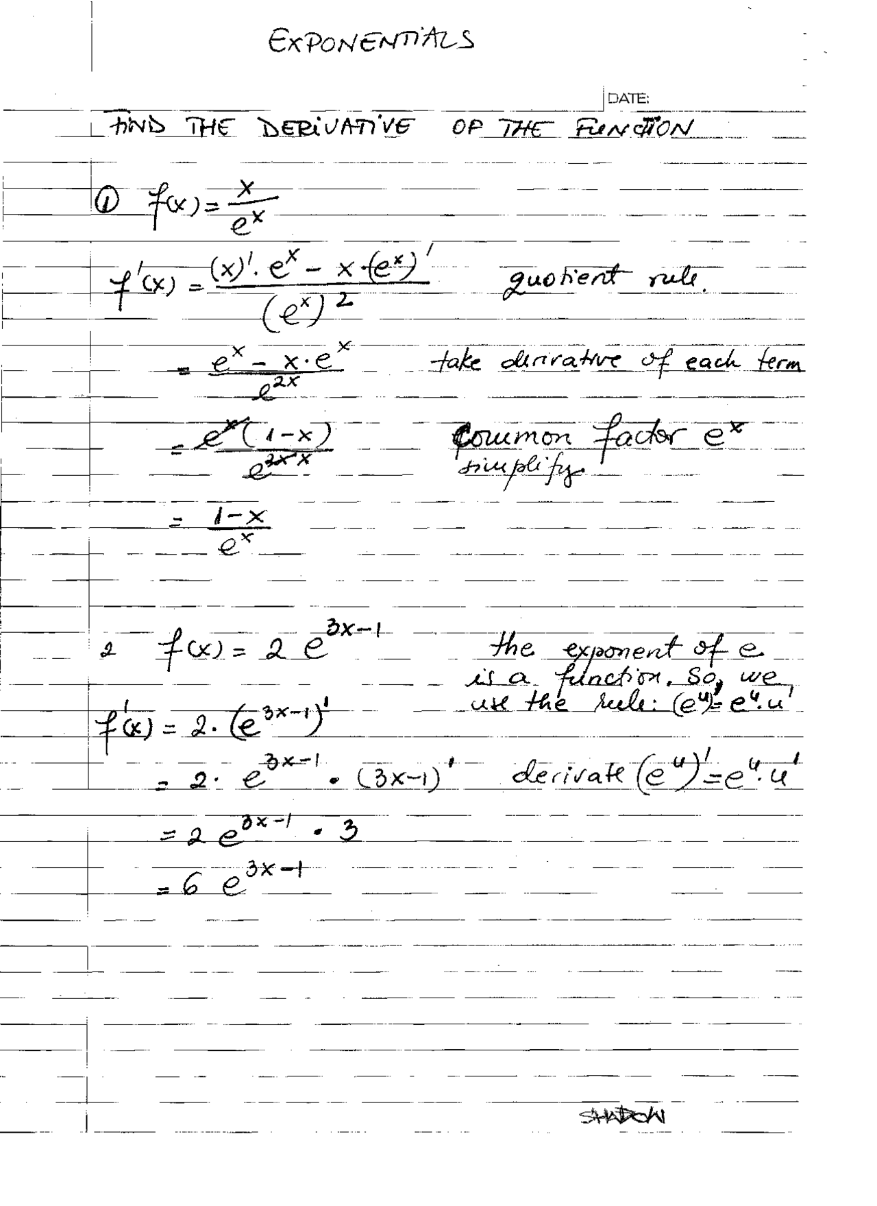 Example Exponentials Business Calculus Lecture Notes Docsity