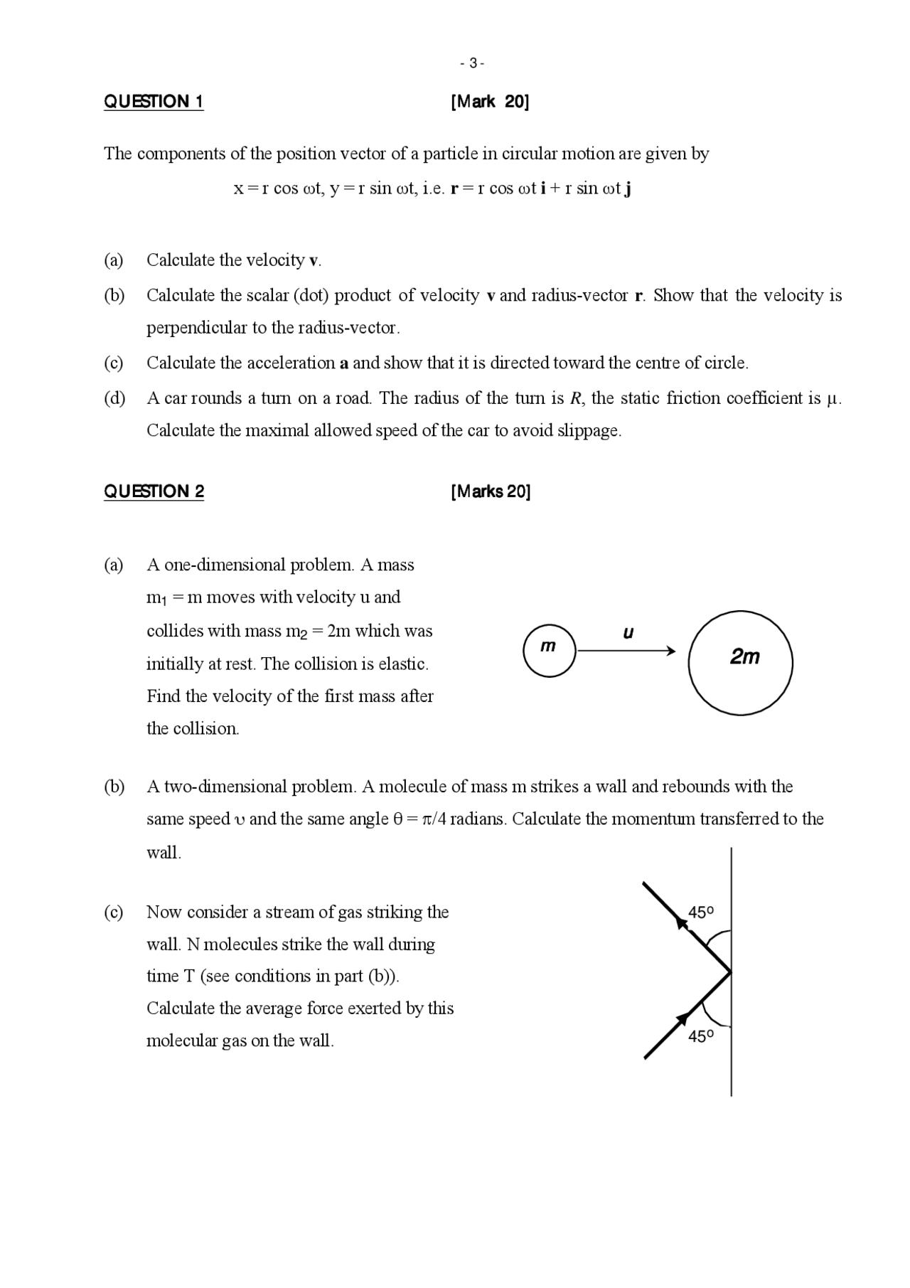 Components Of Position Vector Higher Physics Past Paper Exercises