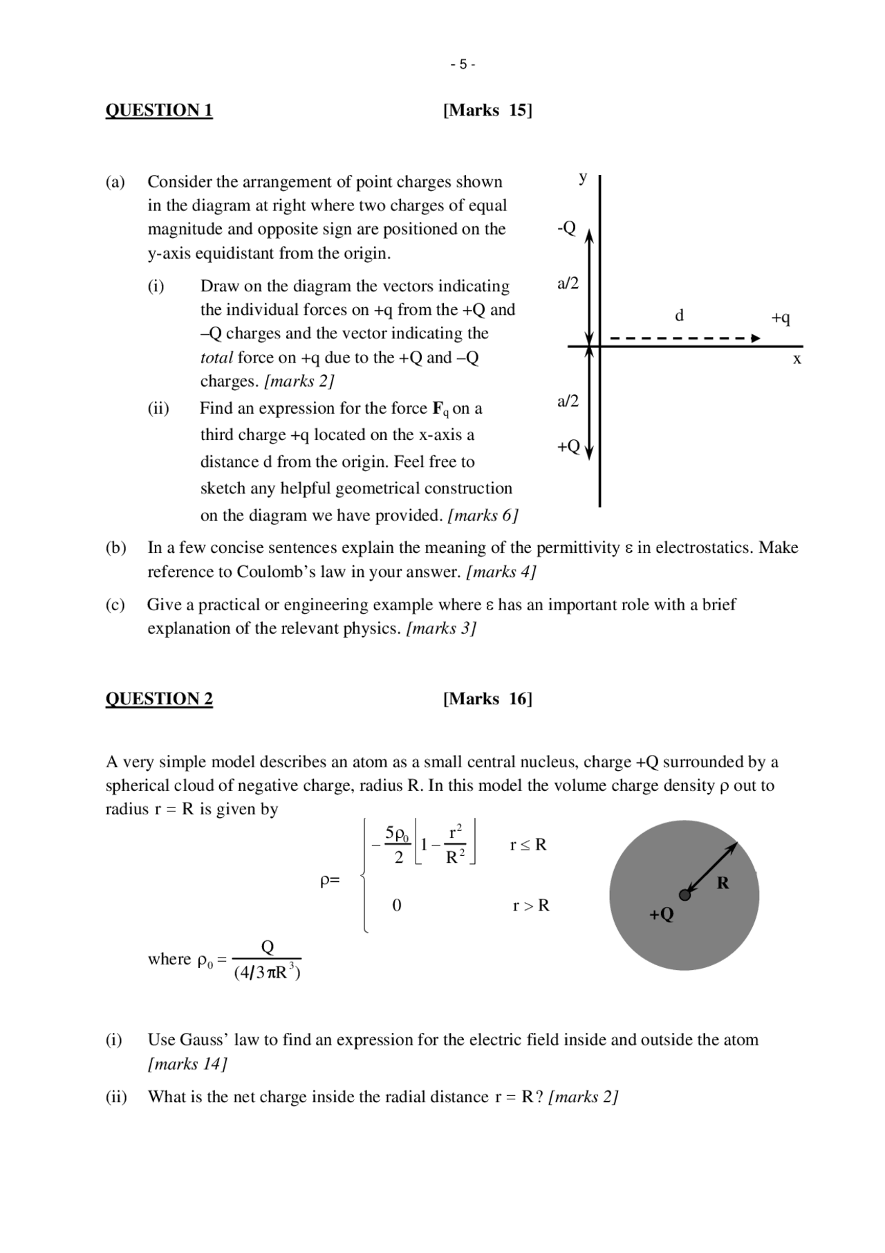 Arrangement of Point Charges - Higher Physics - Past Paper - Docsity