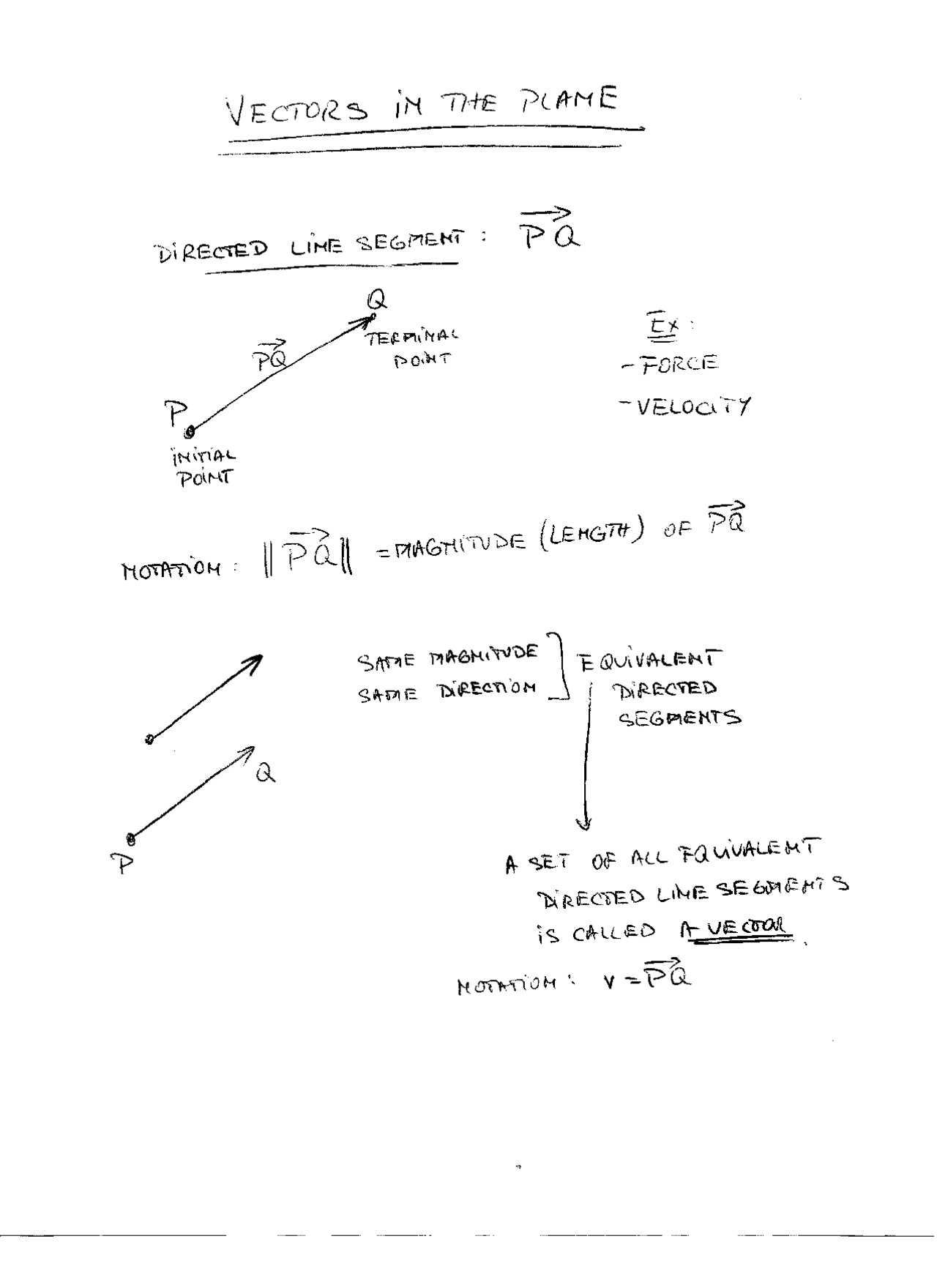 Vectors In The Plane Calculus Lecture Notes Docsity