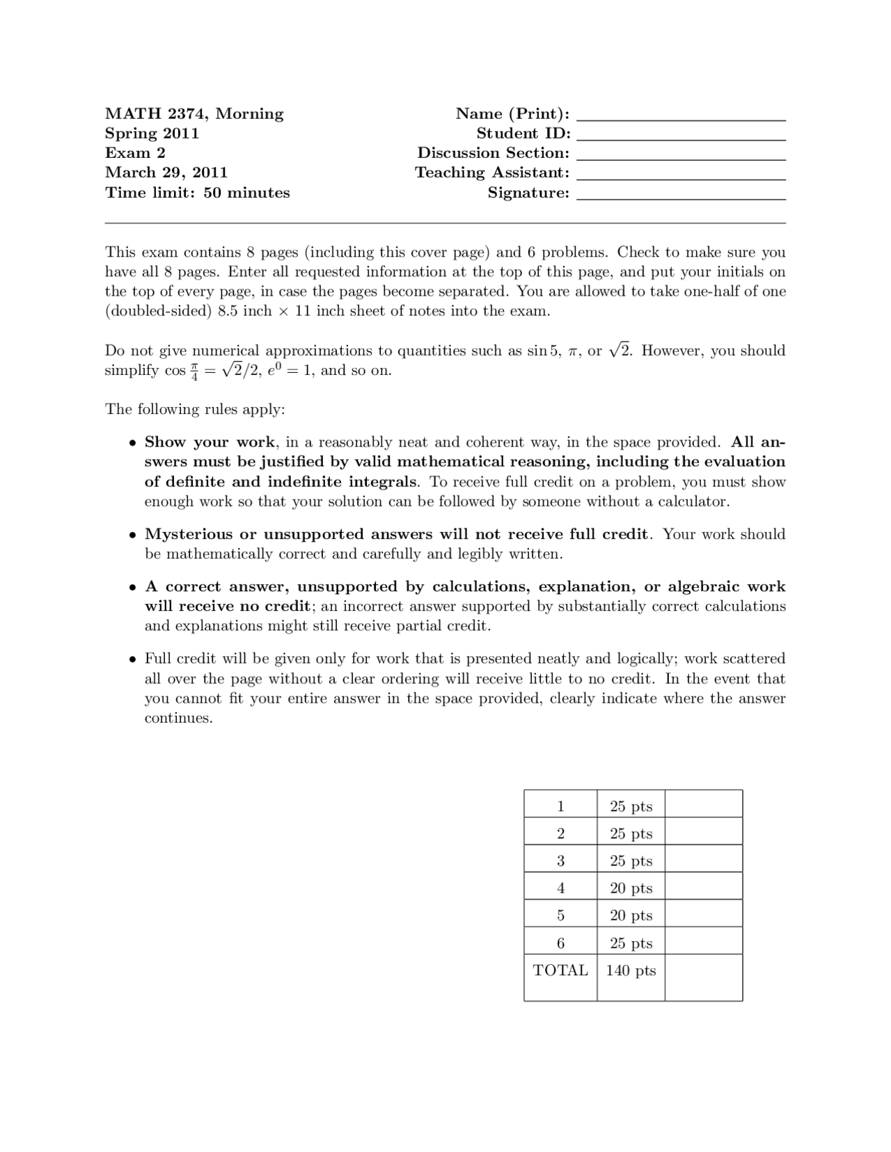 Region Of Integration Multivariable Calculus Past Paper Docsity
