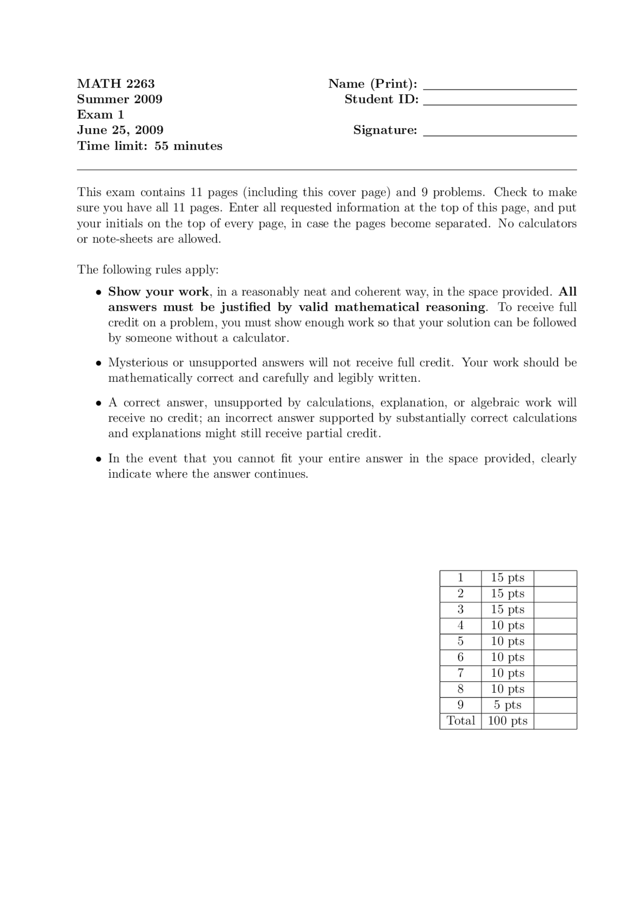 Find Partial Derivatives Multivariable Calculus Past Paper Docsity