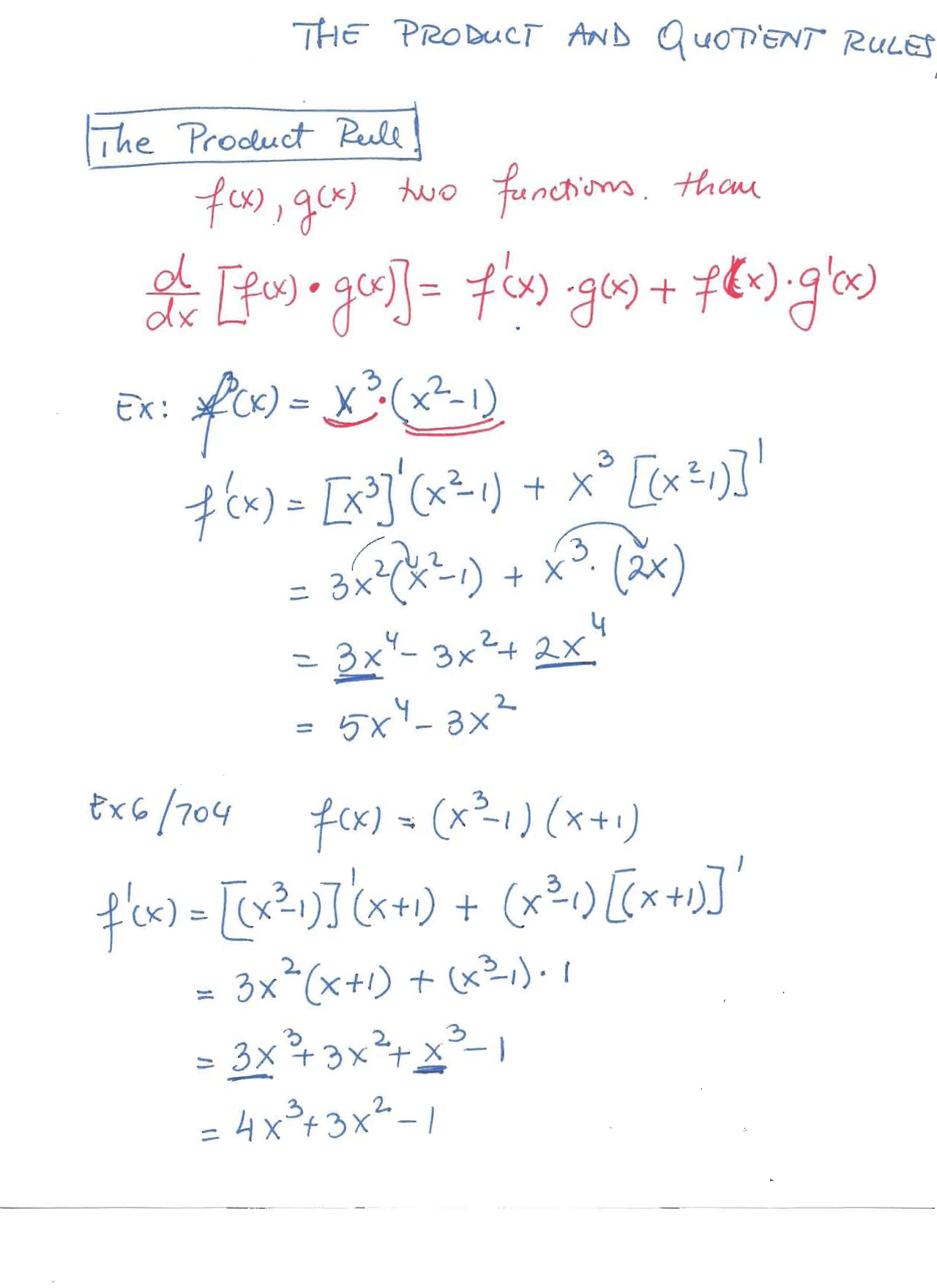Product And Quotient Rule Business Calculus Lecture Notes Docsity