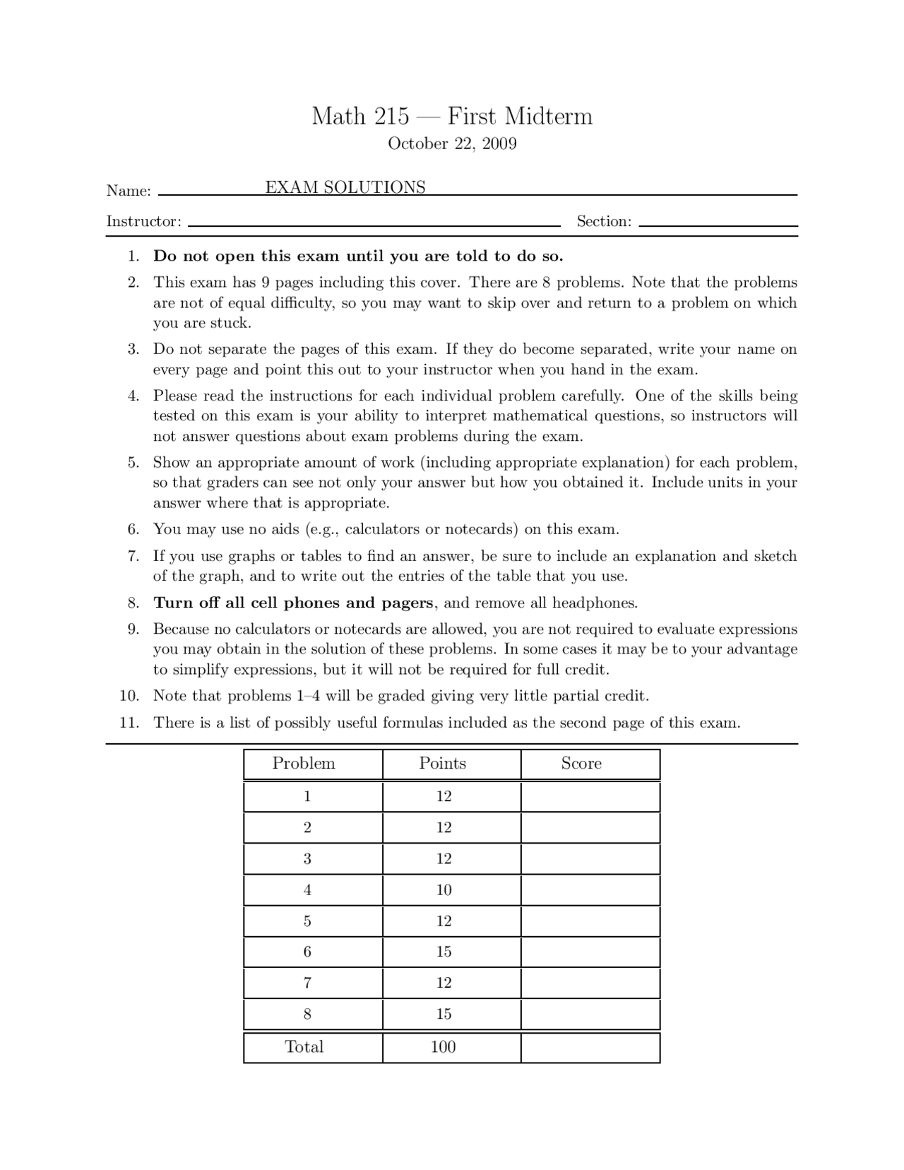 Areas And Volumes Multivariable Calculus Solved Past Paper Exams