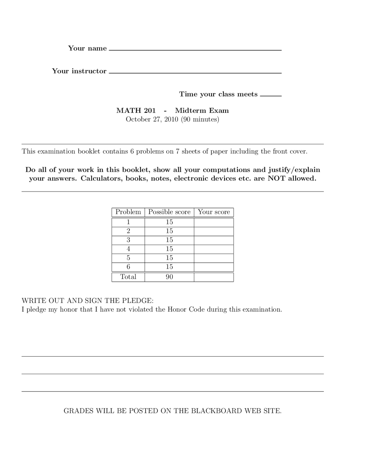 Path Of Particle Multivariable Calculus Past Paper Docsity