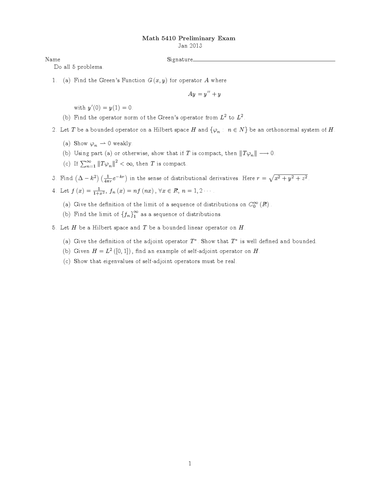 Orthonormal System - Applied Math - Exam | Exams Applied Mathematics | Docsity