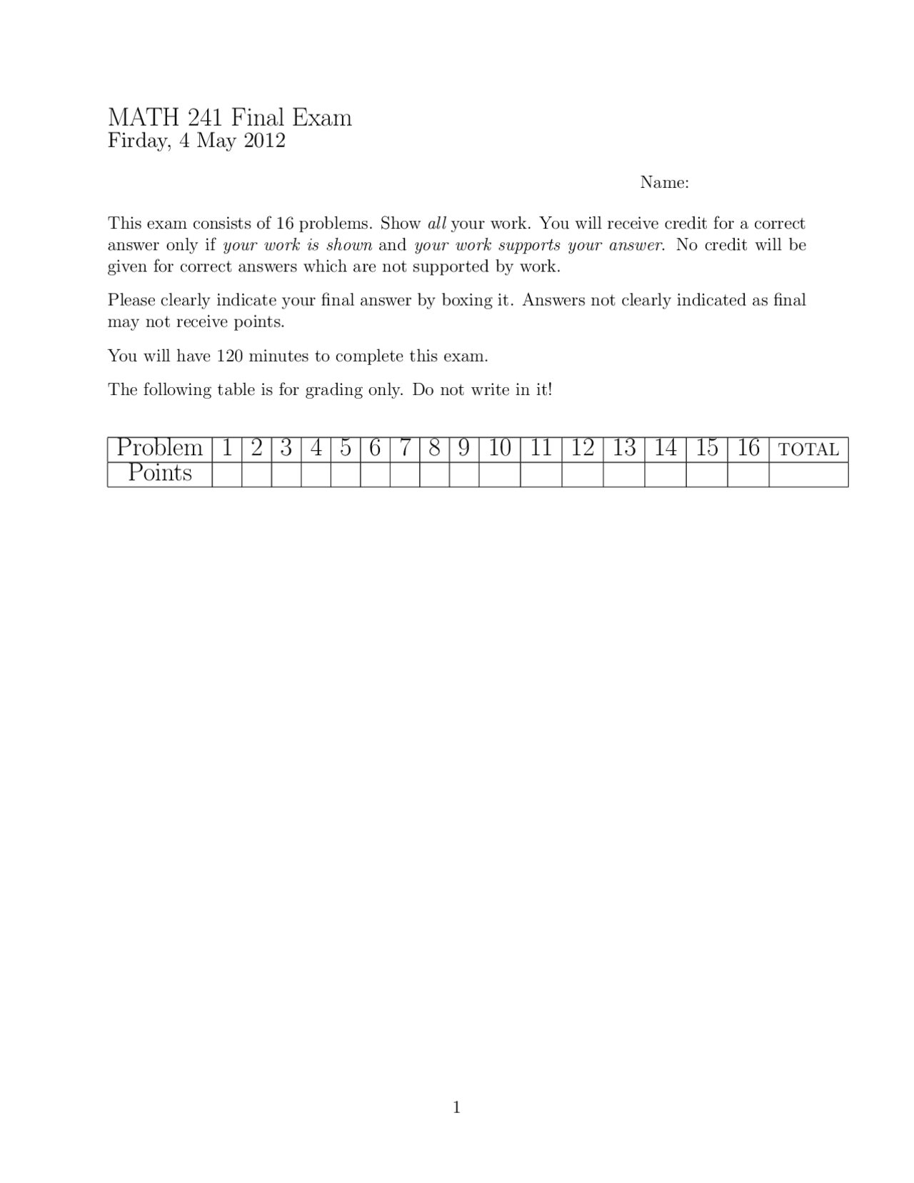 Function Complex Analysis Solved Exam Docsity