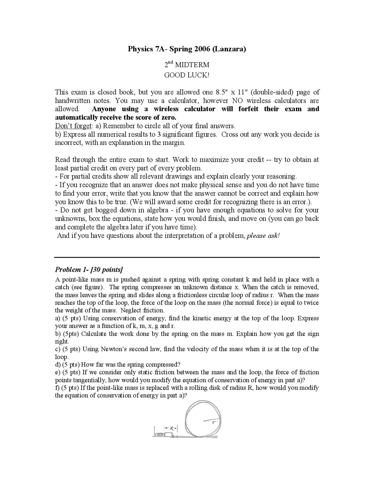 Conservation of Energy - Physics for Scientist and Engineers - Past ...