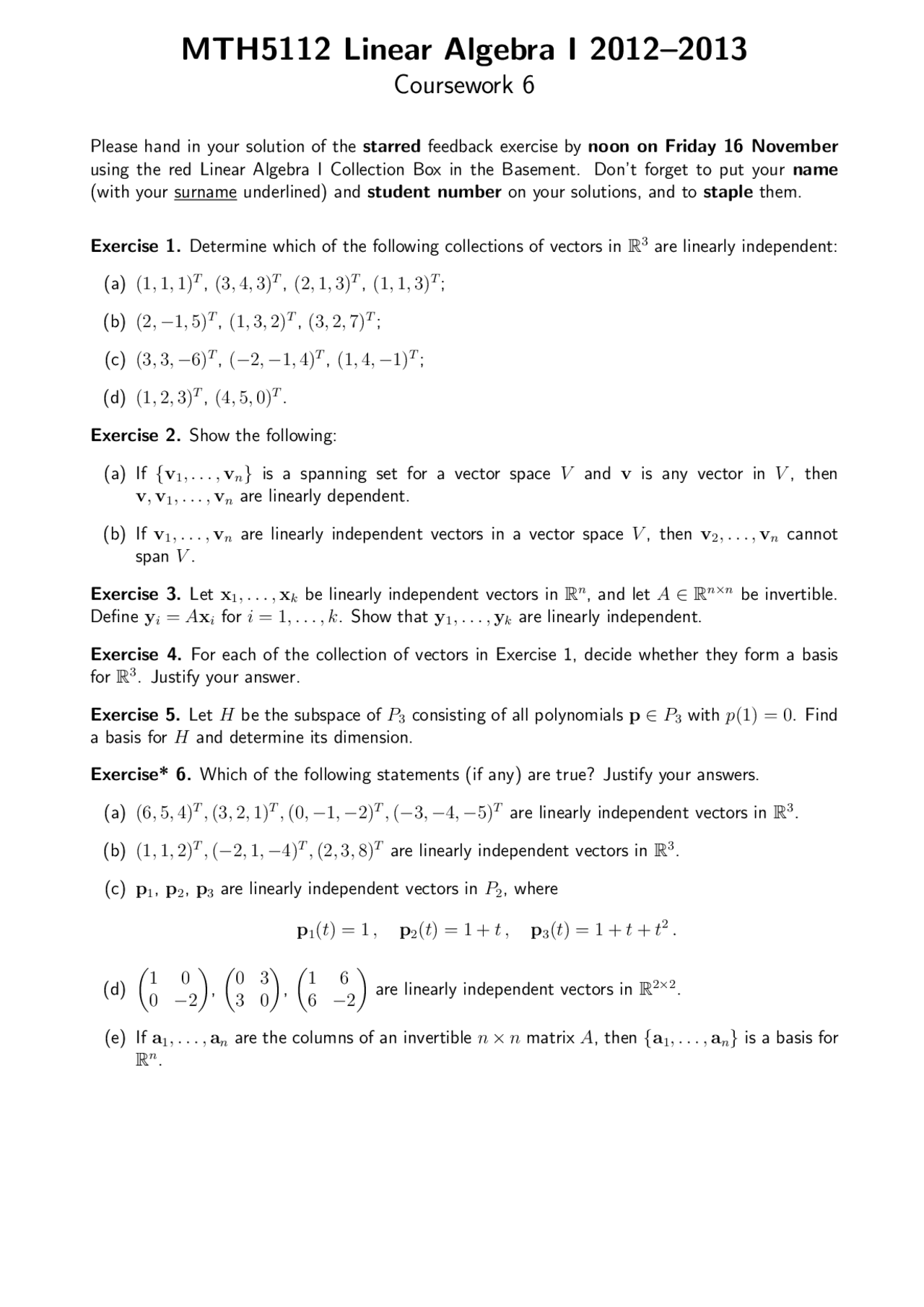 Nontrivial Solution - Linear Algebra - Exercise - Docsity