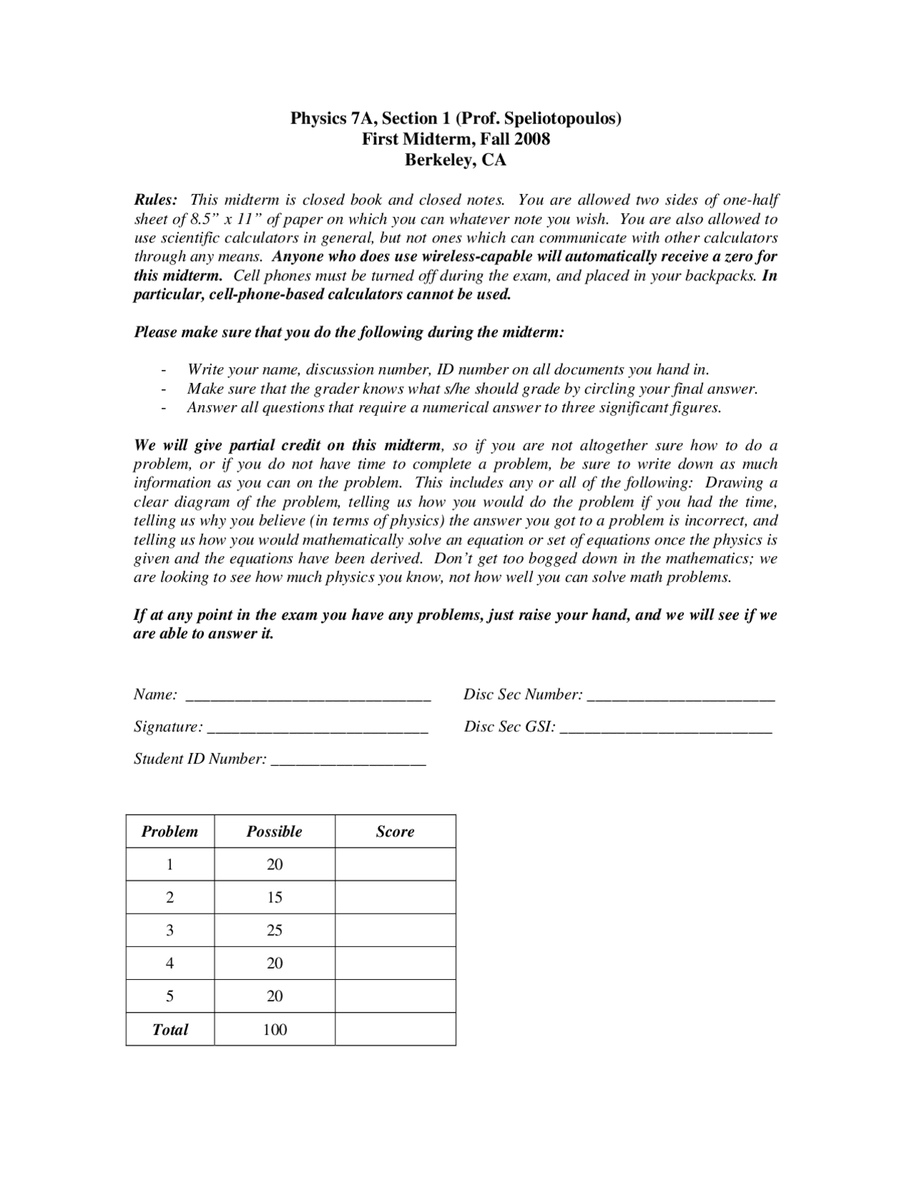 Velocity Vector - Physics for Scientist and Engineers - Past Paper ...