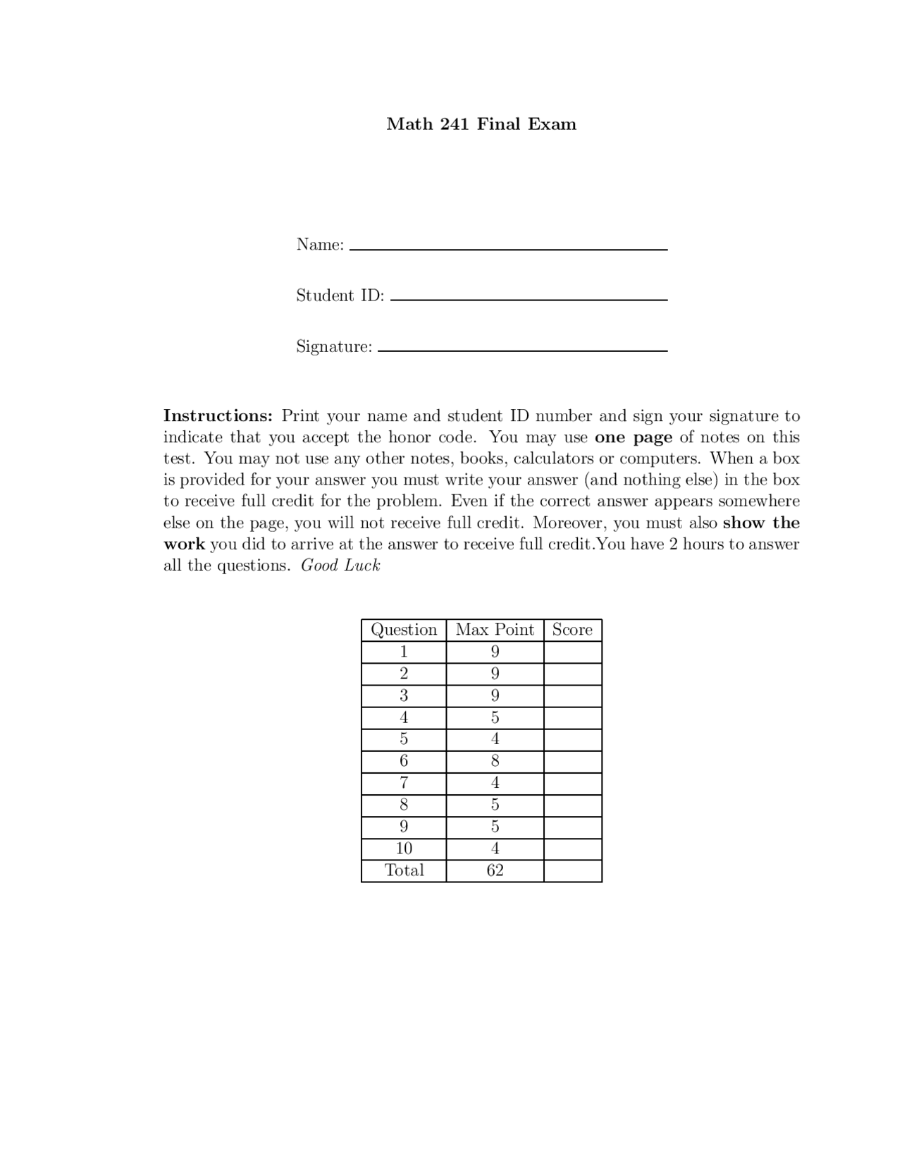 Solution - Complex Analysis - Exam - Docsity