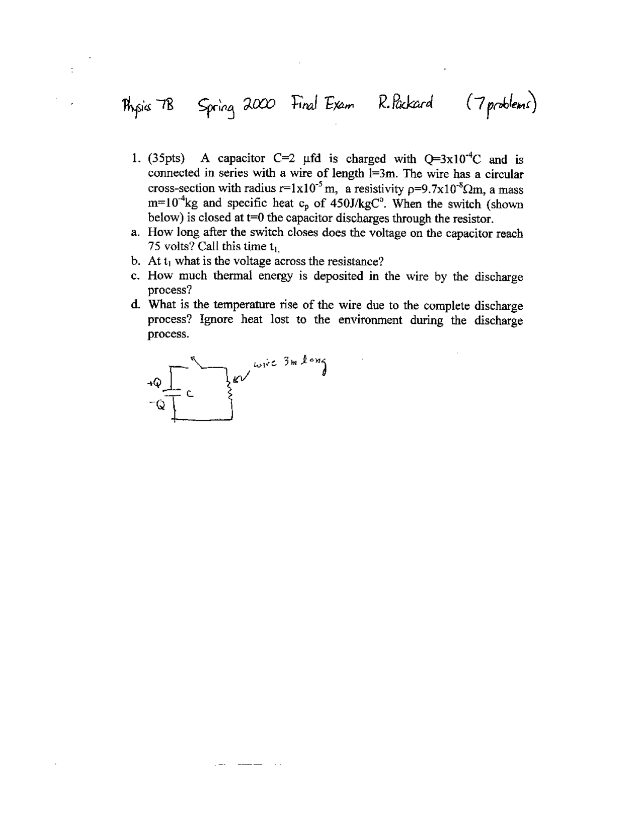 Discharge Process - Physics for Scientist and Engineers - Solved Past Paper | Exams Engineering ...