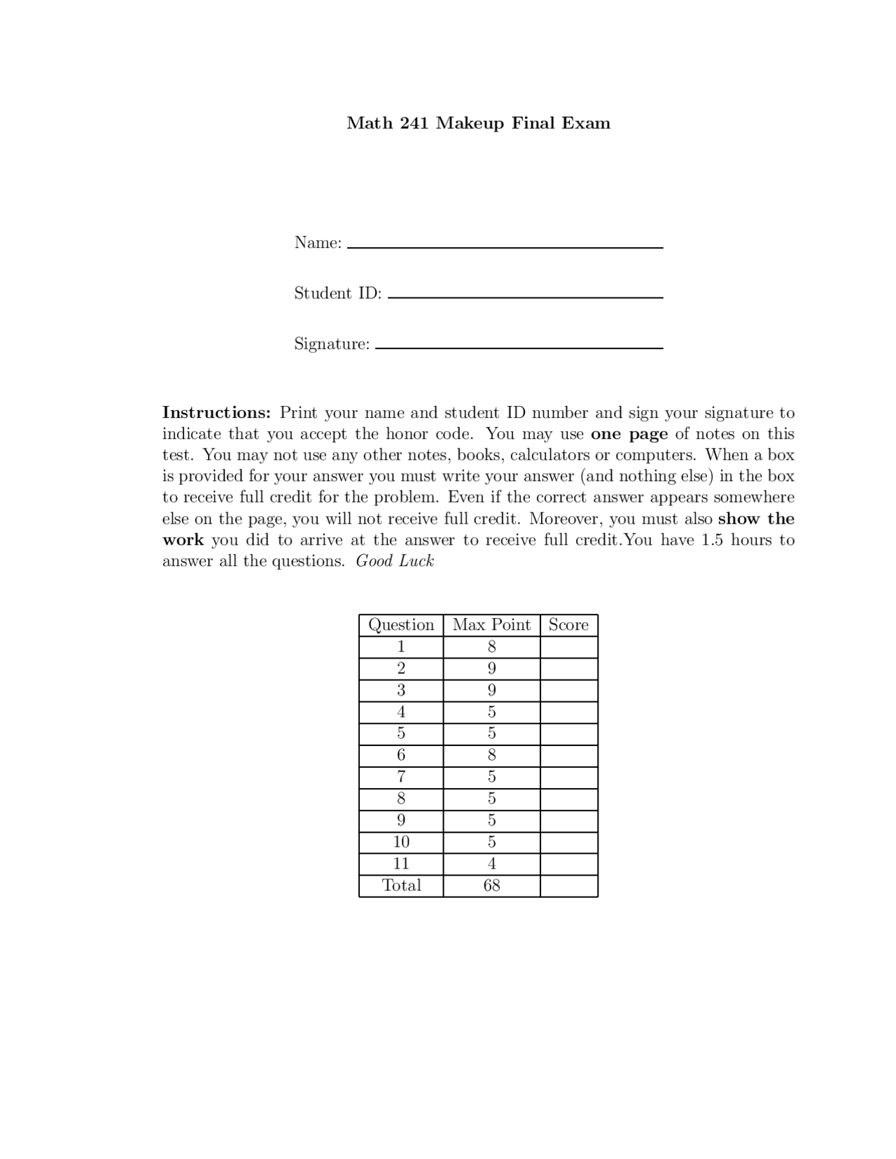 Function Complex Analysis Exam Docsity
