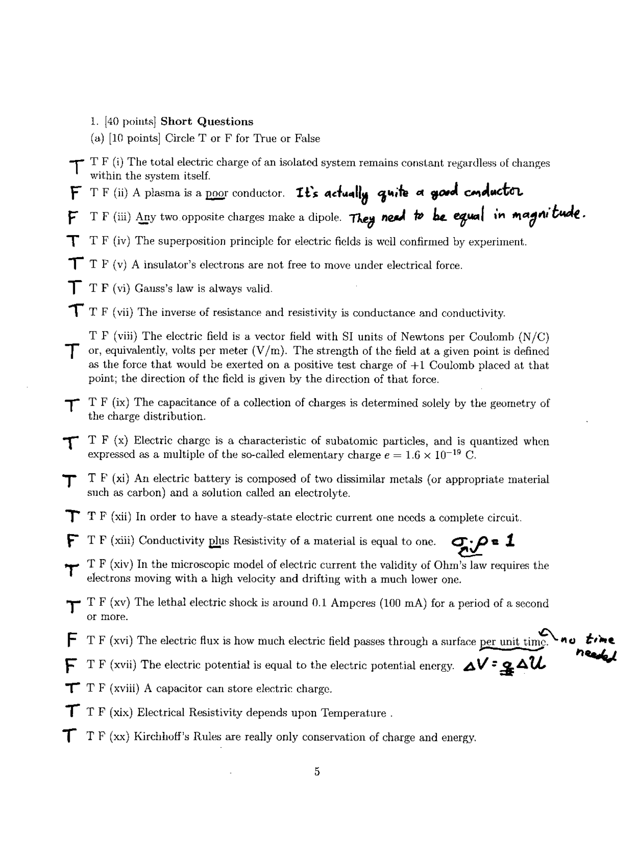 Total Electric Charge - Physics for Scientist and Engineers - Solved Past Paper | Exams ...