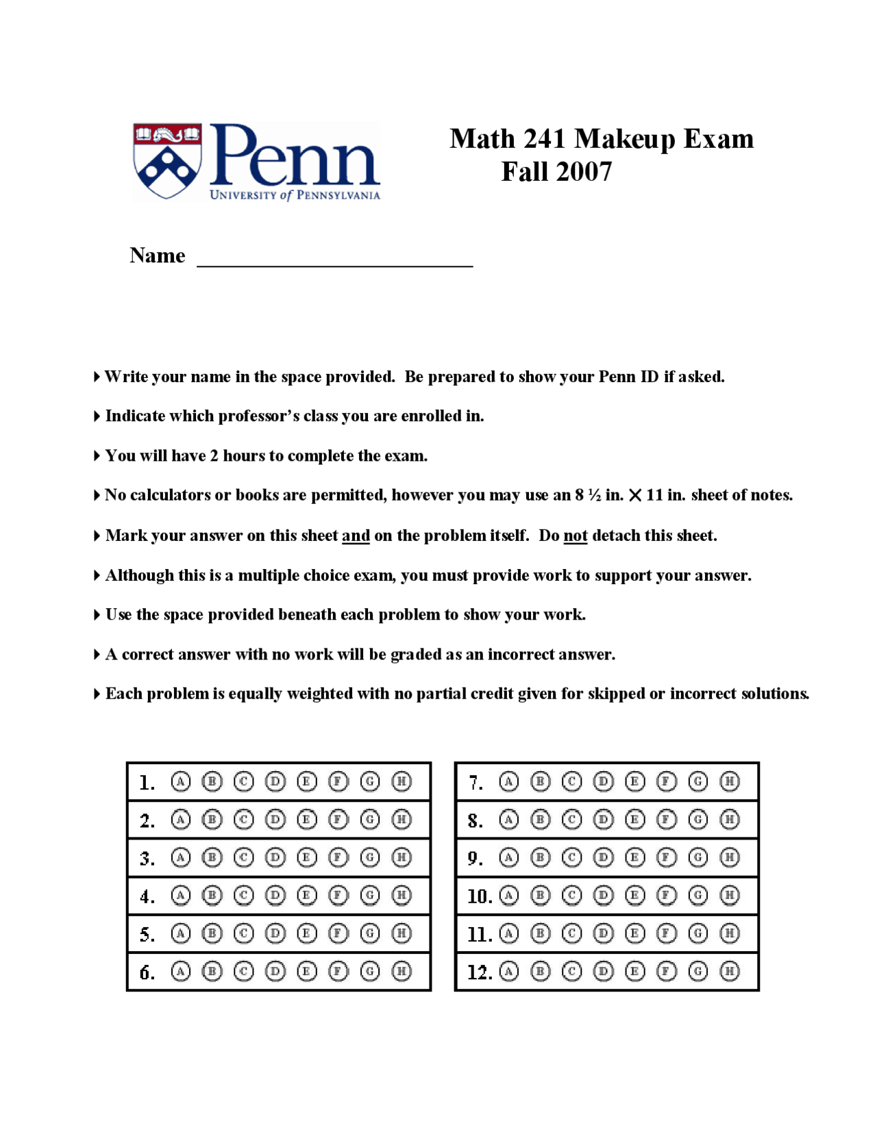 Convergence Complex Analysis Exam Docsity