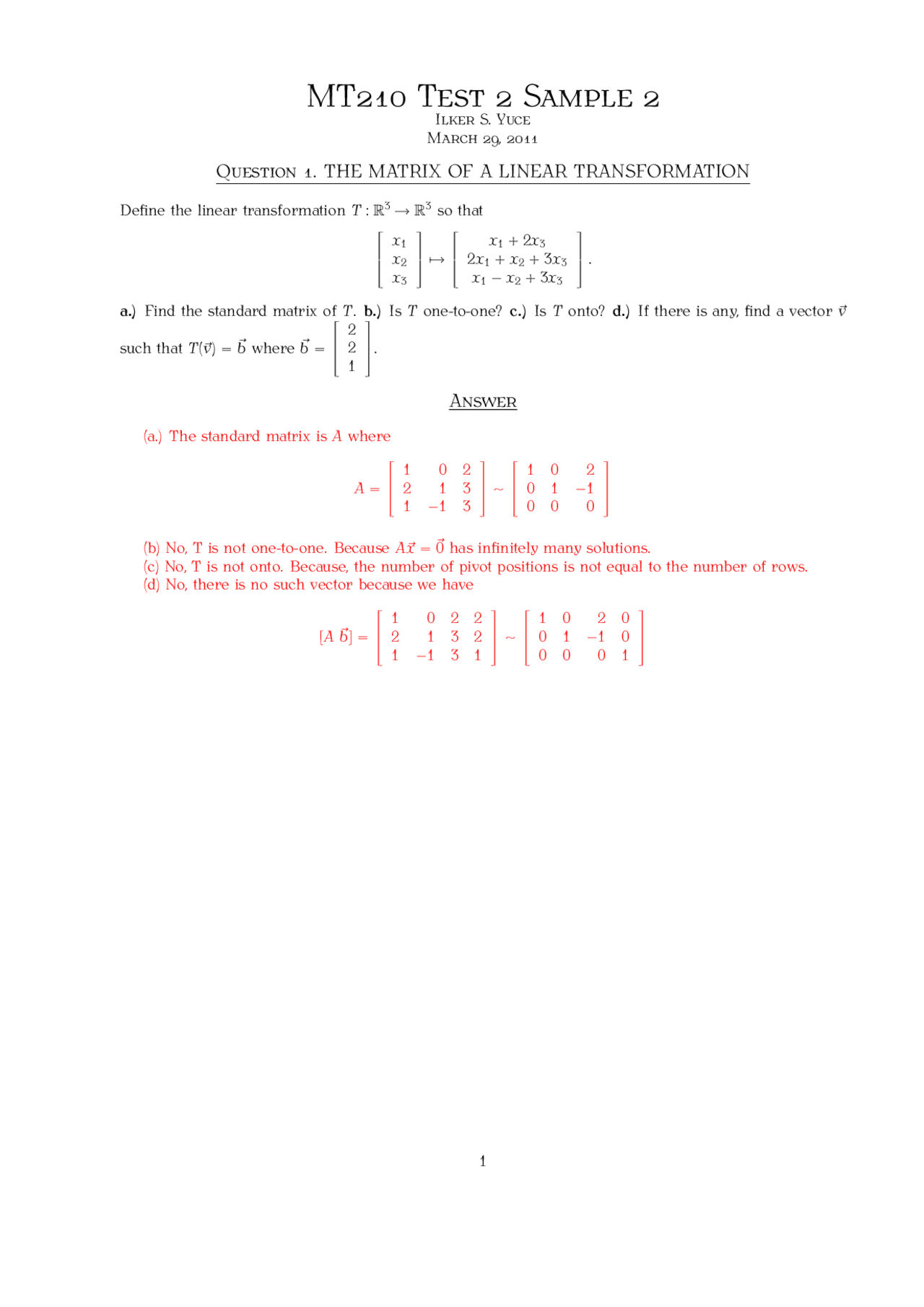 Infinitely Linear Algebra Solved Exam Exams Linear Algebra Docsity
