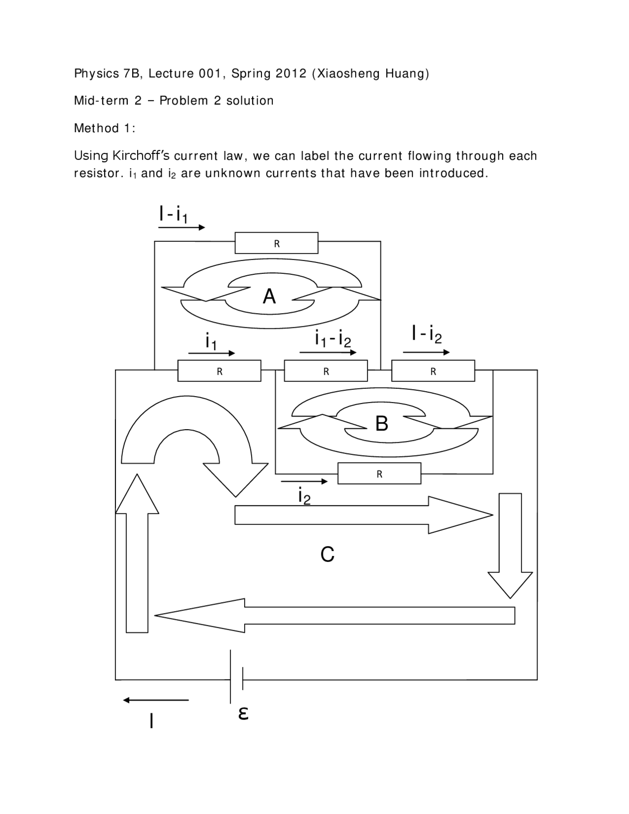 Kirchoff Current Law - Physics for Scientist and Engineers - Solved Past Paper - Docsity