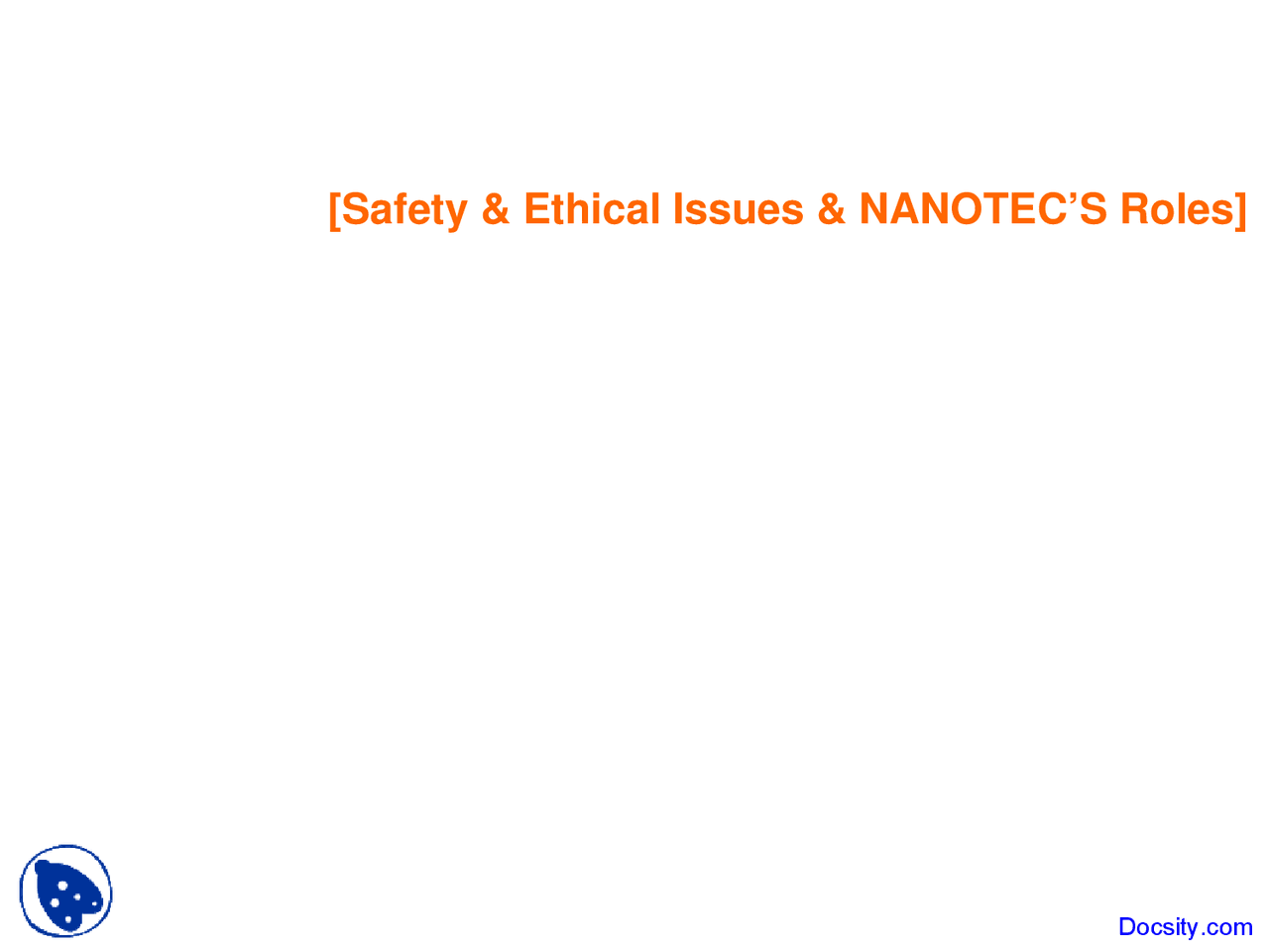 Understanding Nanoscale Size, Prospects, Ethics, and Roles of ...