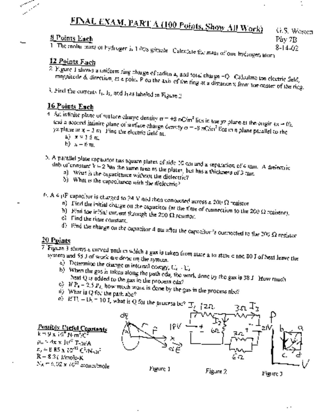 Mass of Hydrogen Atom - Physics for Scientist and Engineers - Solved Past Paper | Exámenes ...