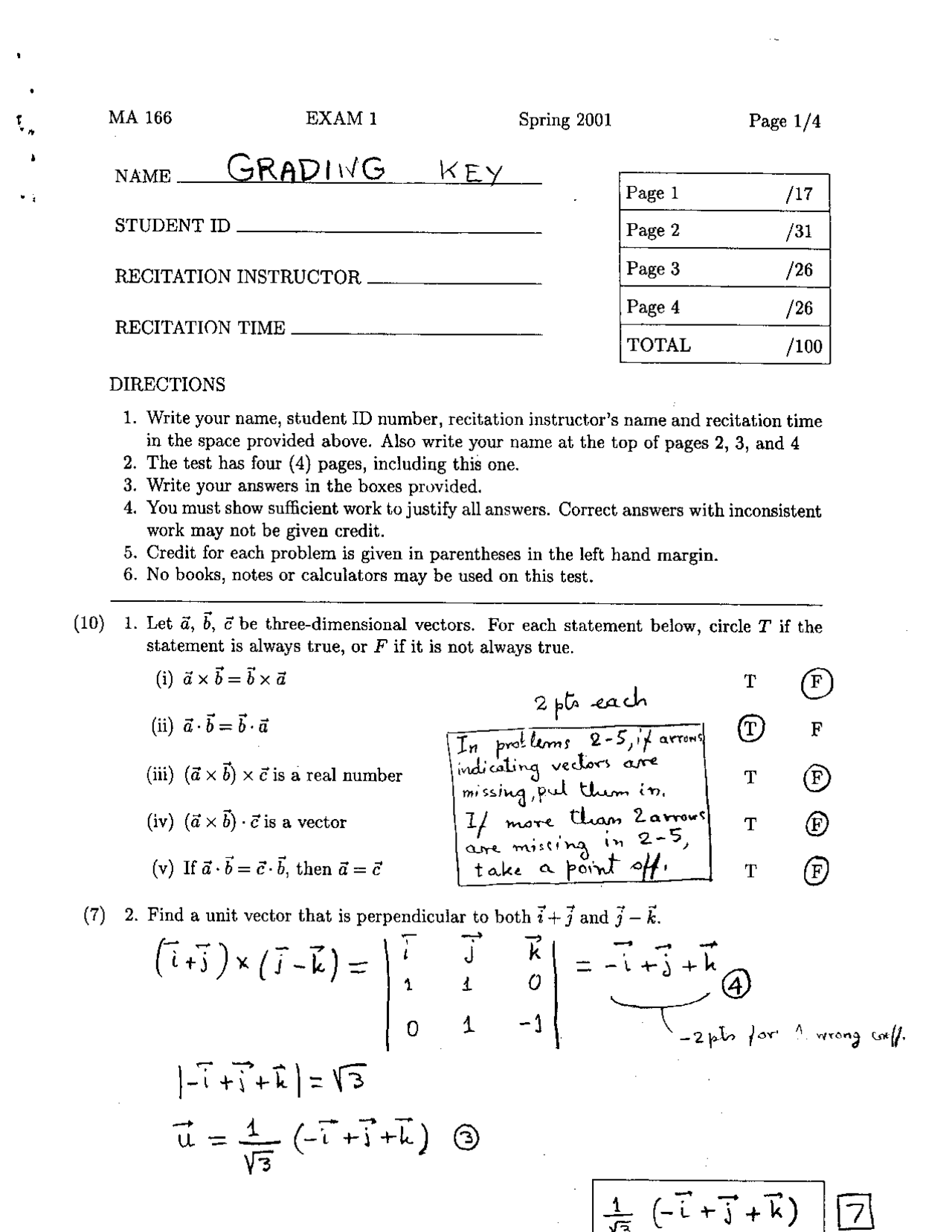 Three Dimensional Vectors Analytic Geometry And Calculus Solved