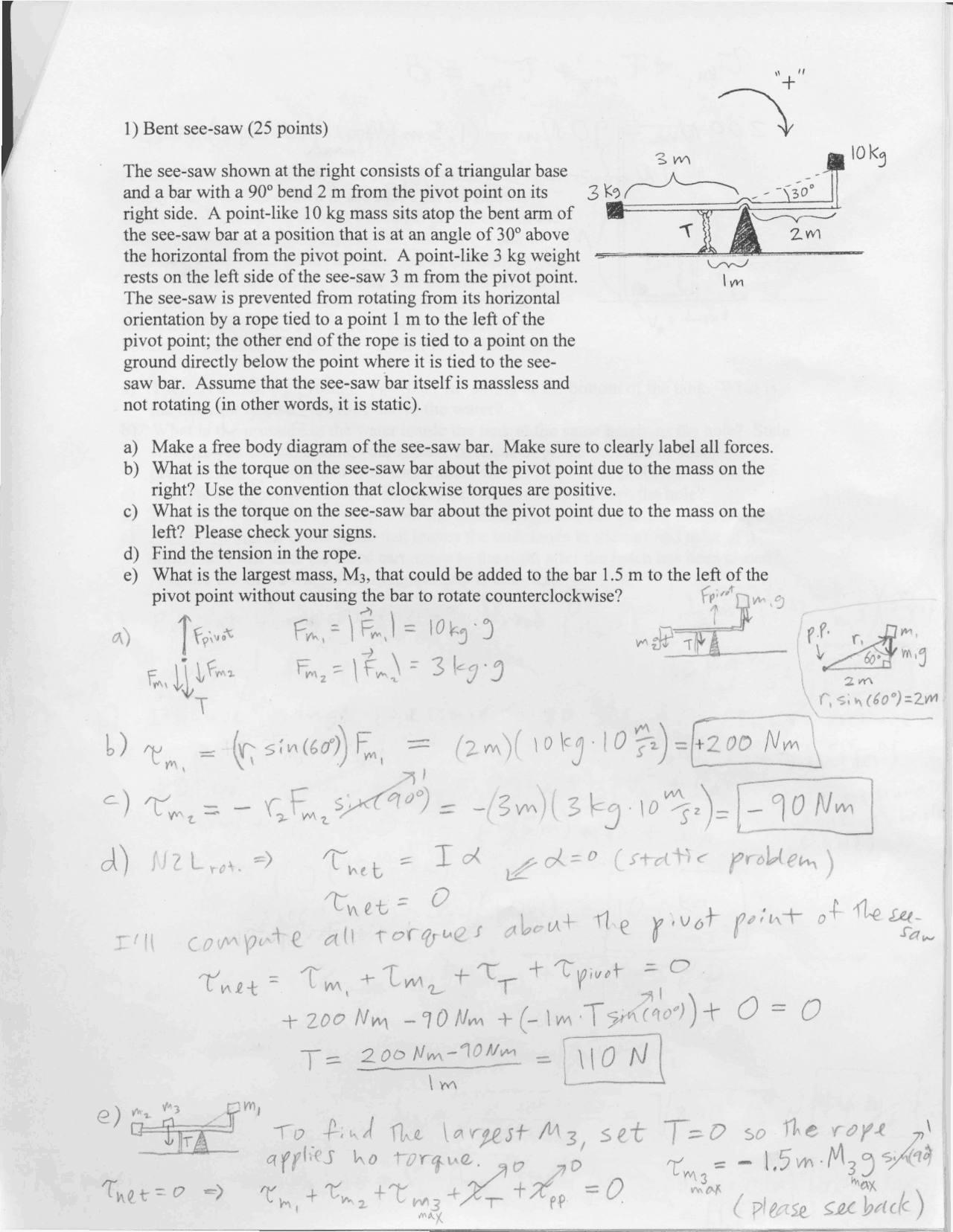 Torque On See Saw Introductory Physics Solved Paper Docsity