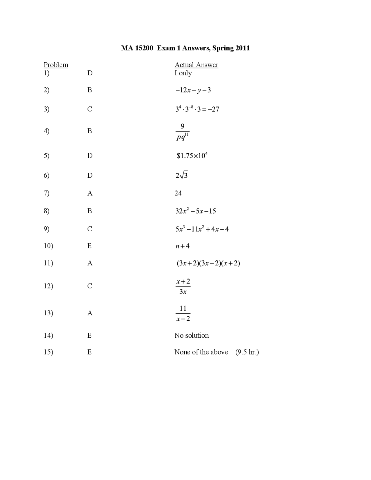 Rational Number College Algebra Solved Exam Docsity