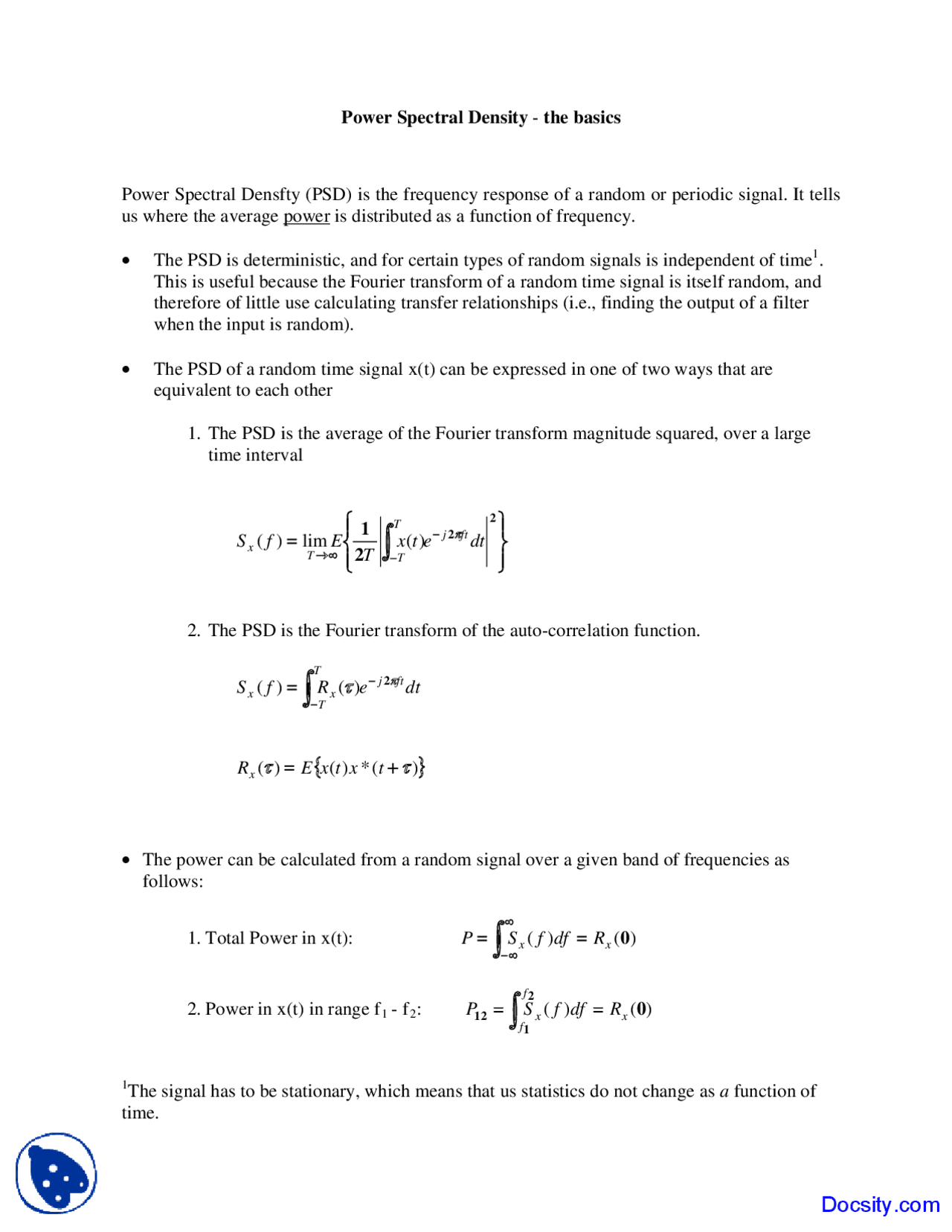Power Spectral Density Telecommunications Lab Manual Docsity