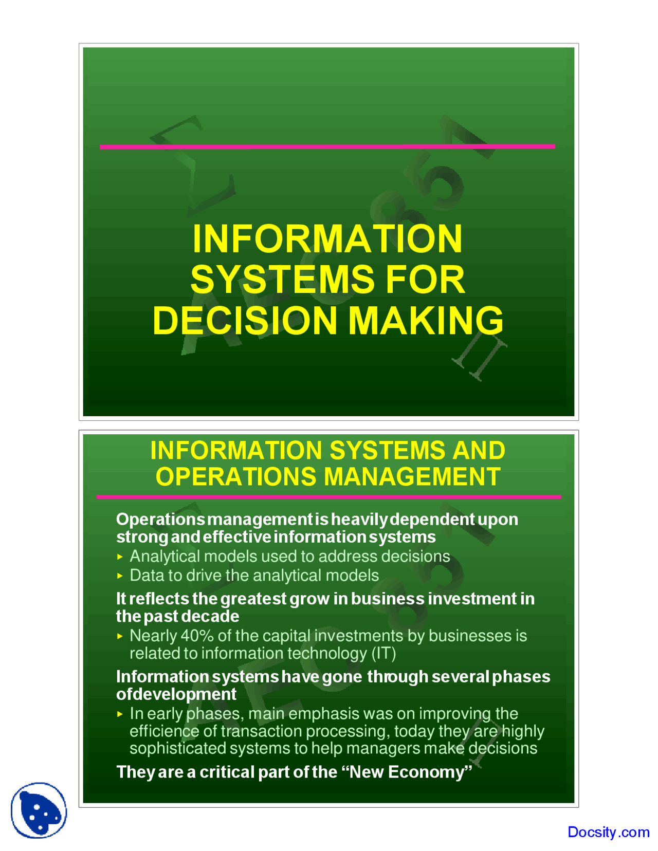 Information Systems For Decision Making Agribusiness Operations