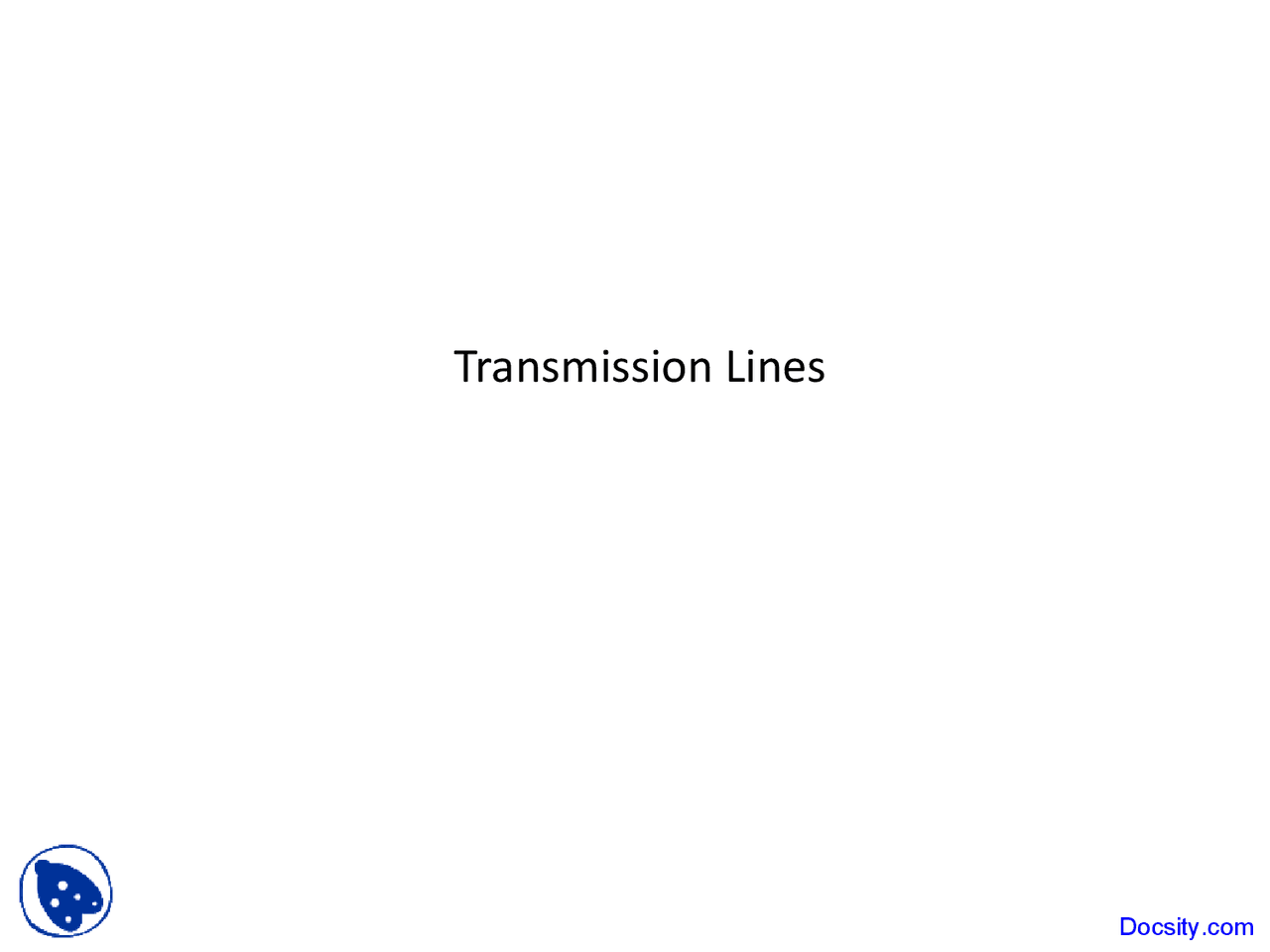 Transmission Lines - Telecommunications - Lecture Slides | Slides Telecommunication electronics ...
