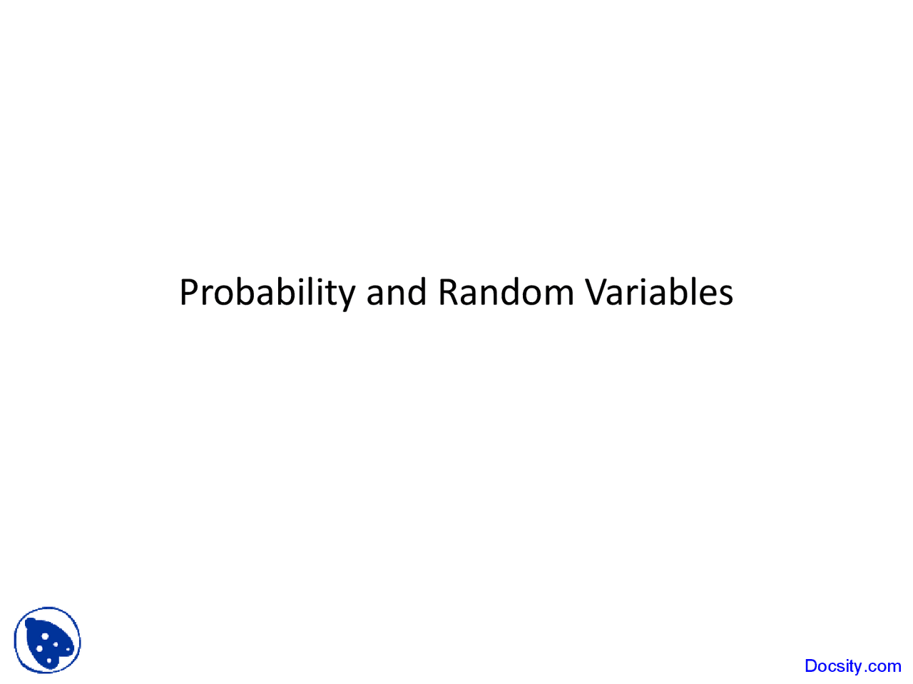 Probability and Random Variables - Telecommunications - Lecture Slides - Docsity