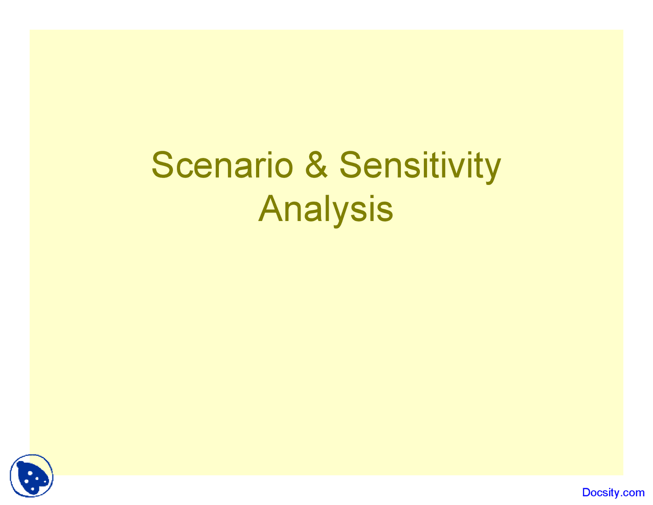 Scenario and Sensitivity Analysis - Agribusiness Operations Management ...