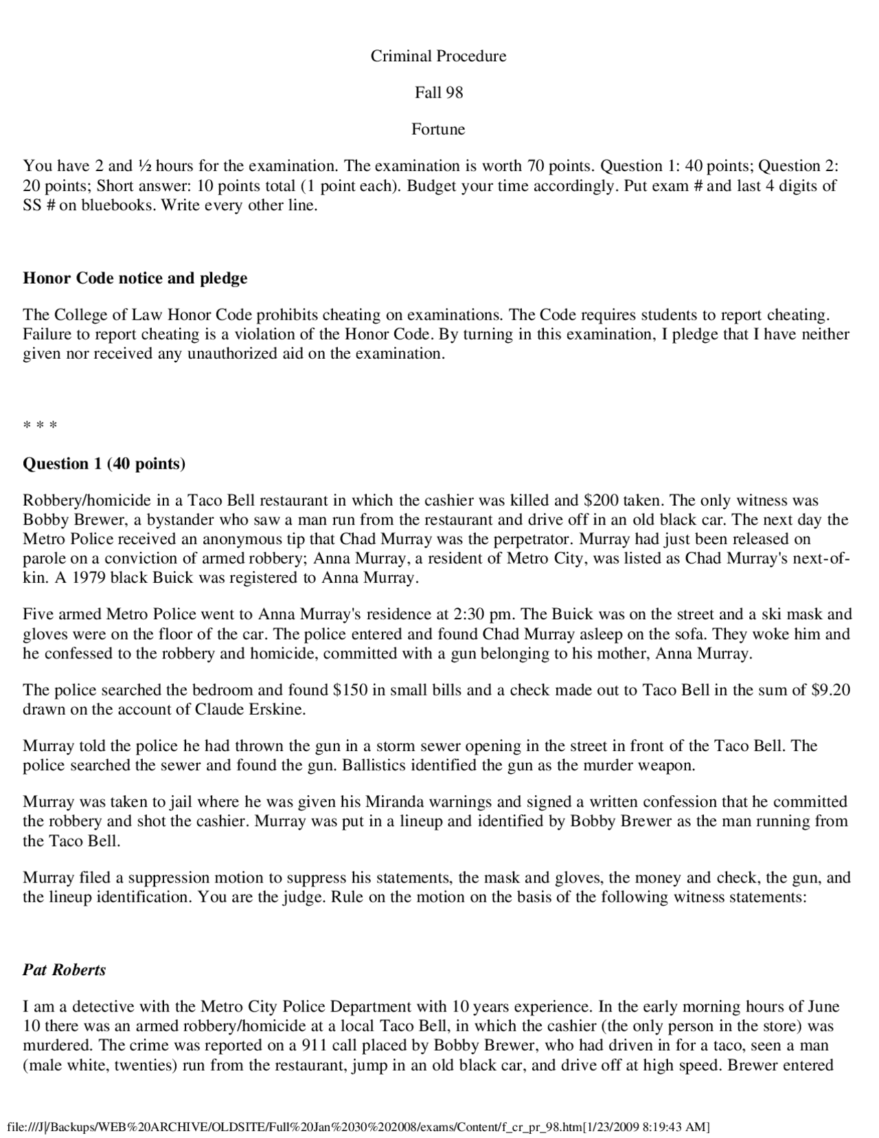 Basis of Witness Statements - Criminal Procedure - Exam | Exams ...