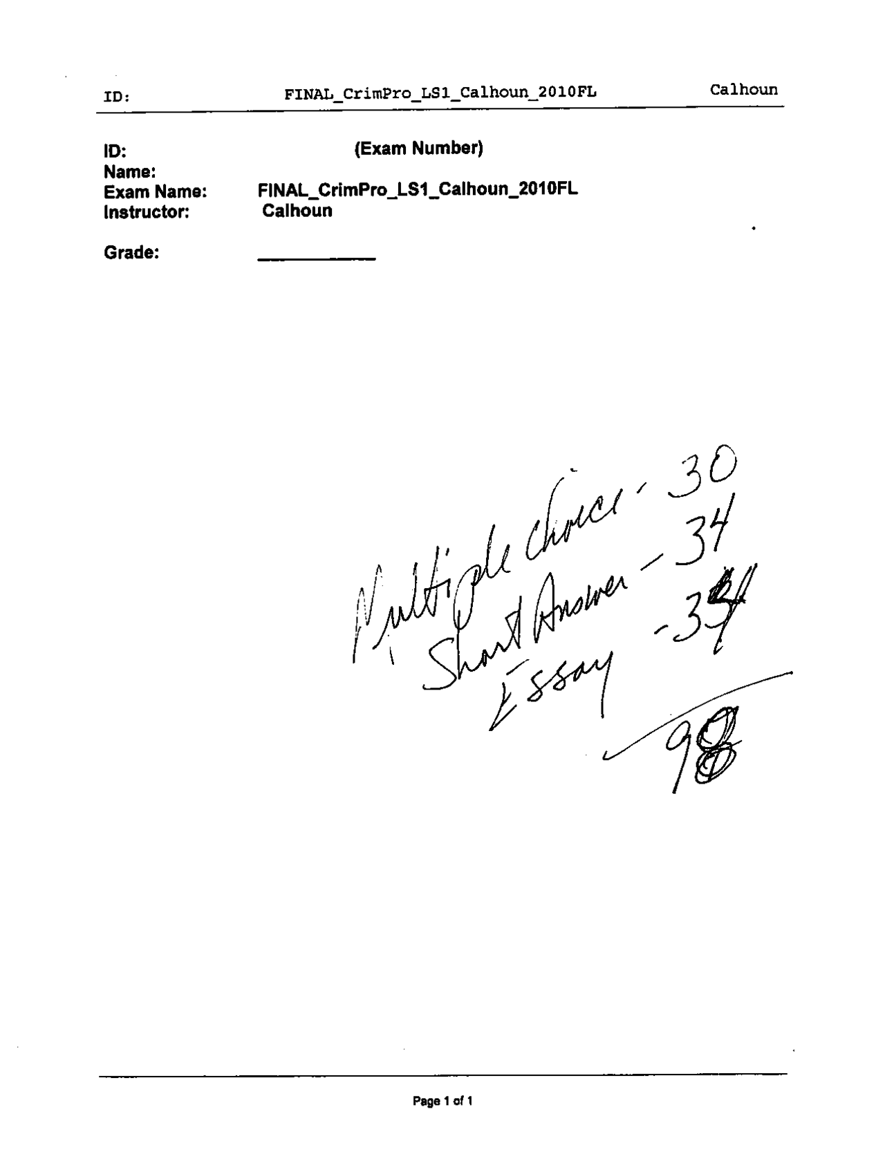 Incriminating Information Criminal Procedure Solved Exam Examens