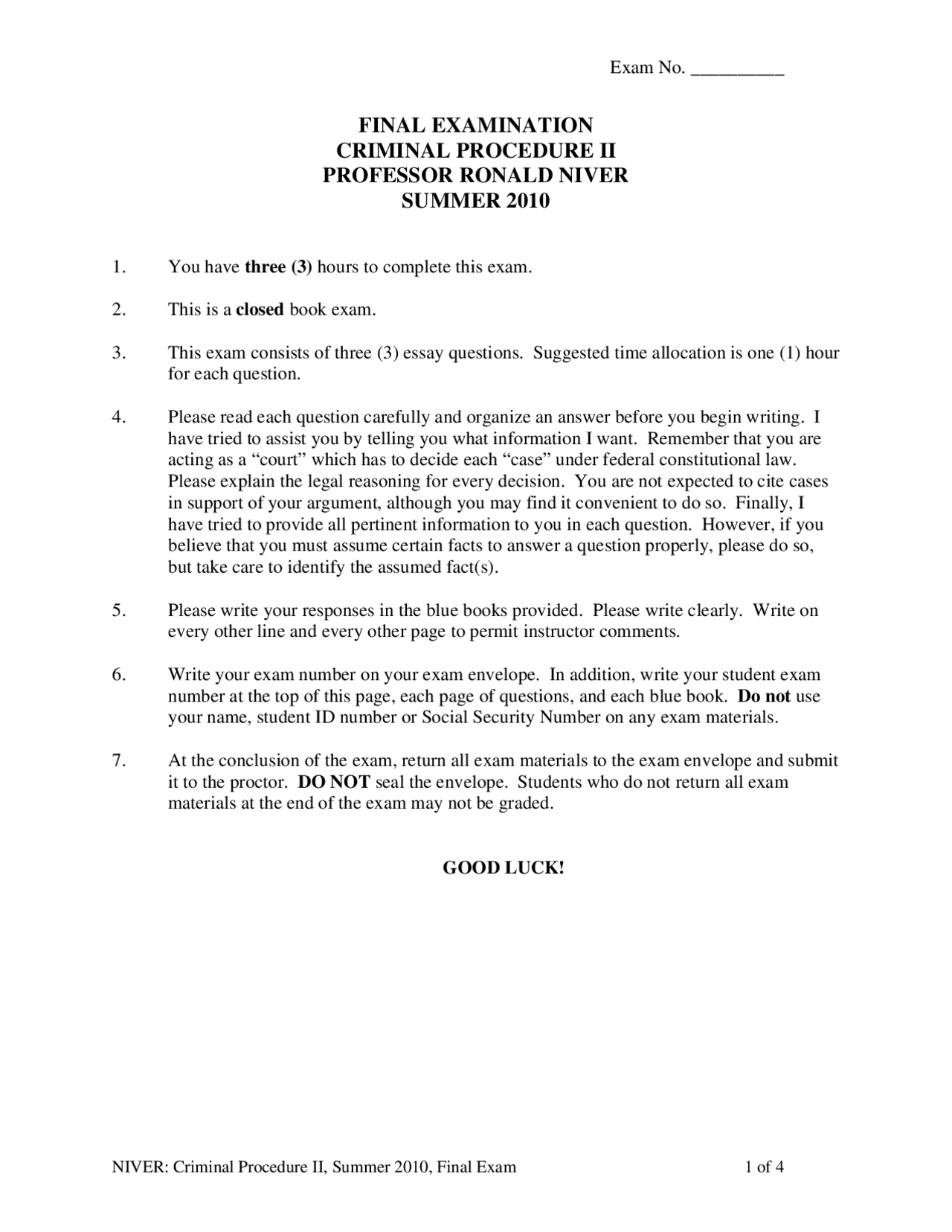 Right to Confrontation - Criminal Procedure - Exam - Docsity