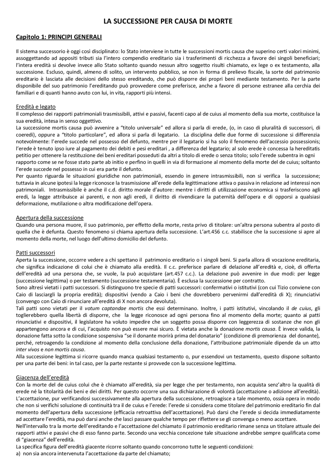 8la Successione Per Causa Di Morte Docsity