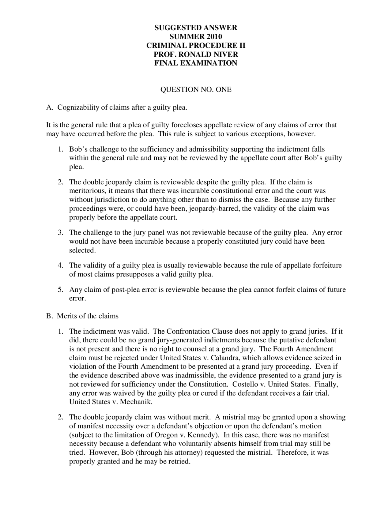 Right To Confrontation Criminal Procedure Solved Exam Docsity