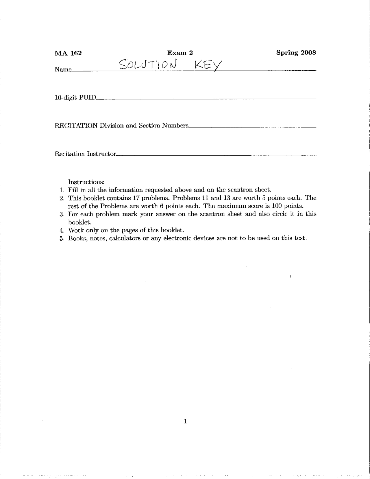 Appropriate Plane Analytic Geometry And Calculus Solved Exam Docsity